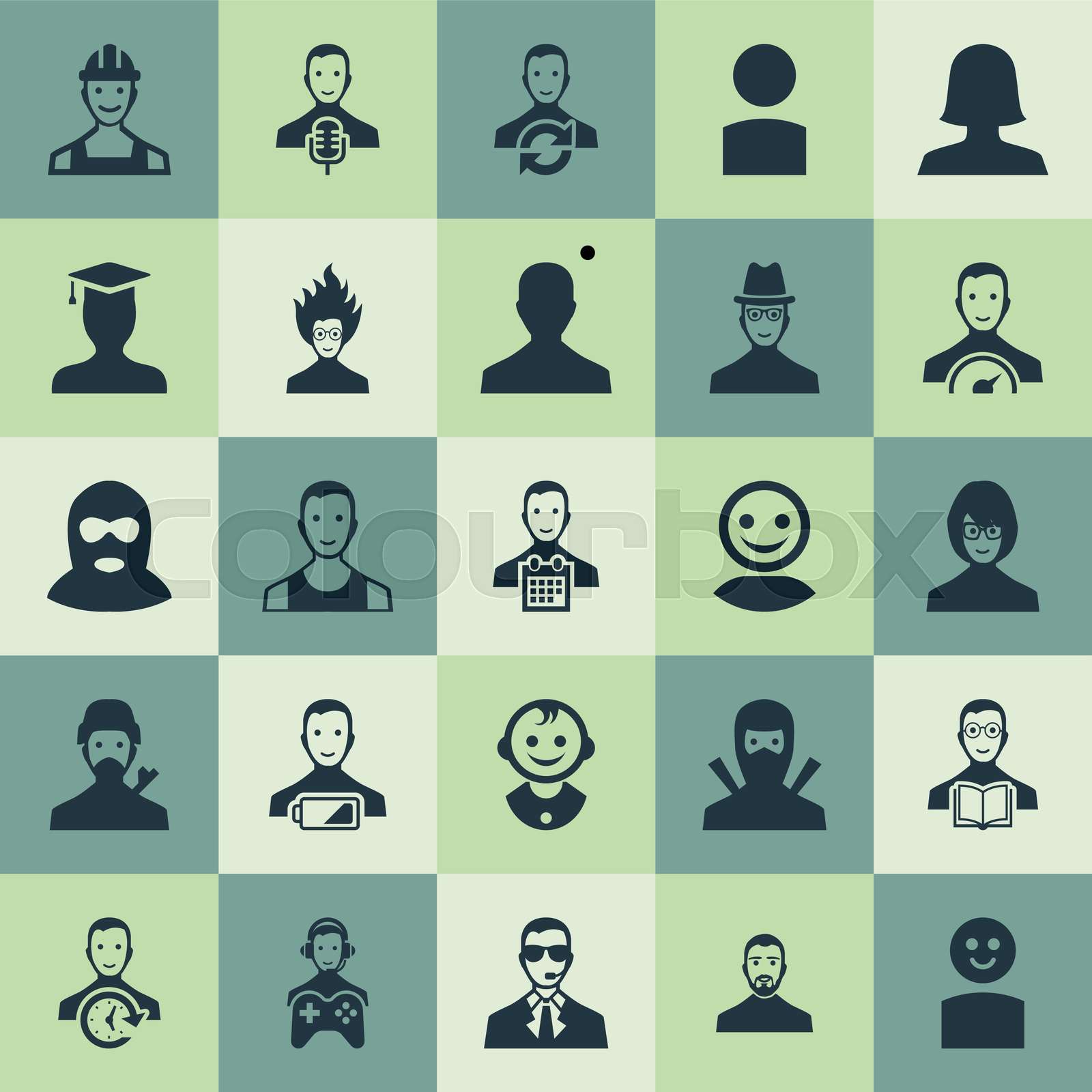 Vector Illustration Set Of Simple Avatar Icons. Elements Spy ...
