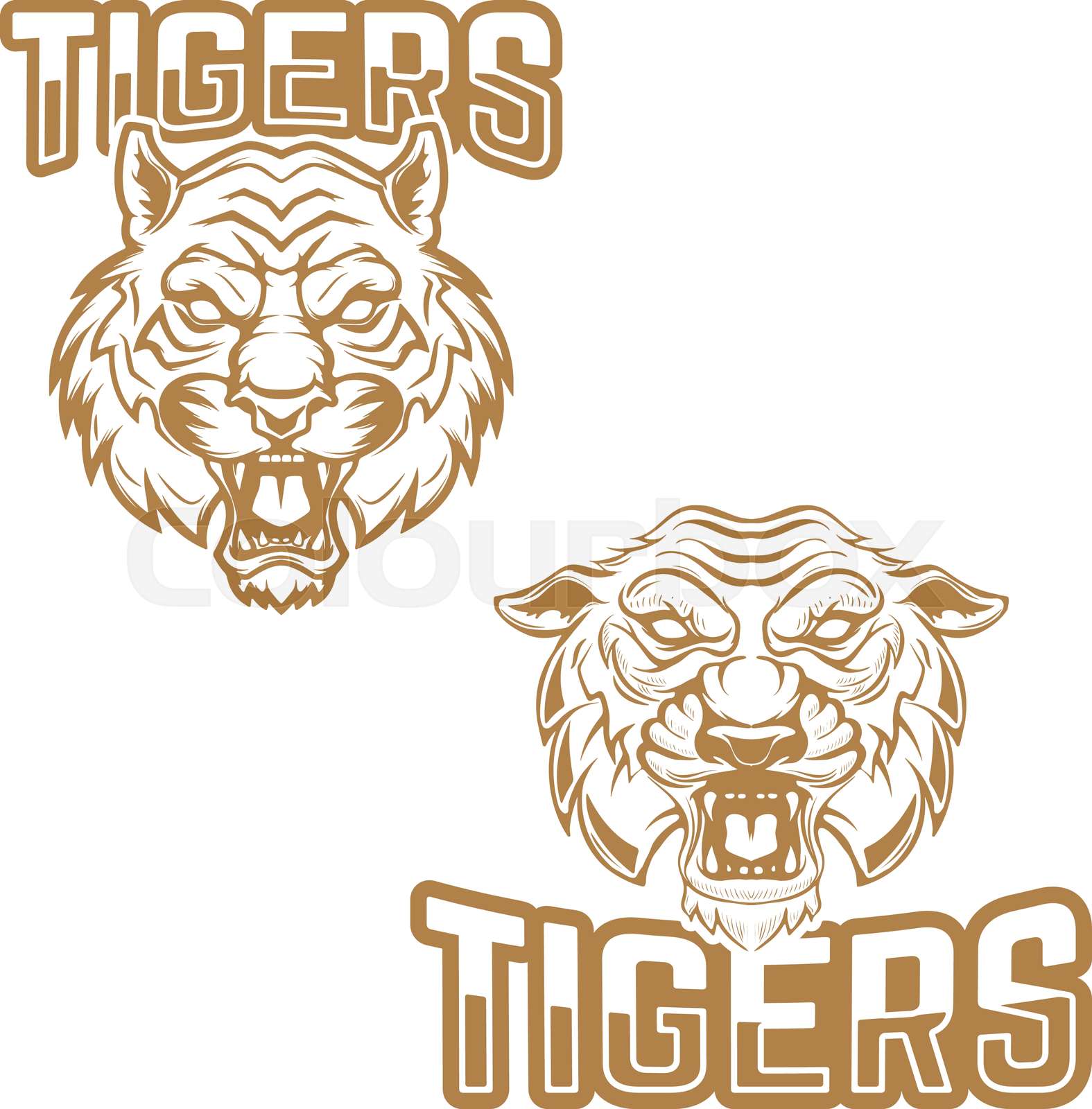 Tigers. Emblem template with tiger head. Design elements for logo ...
