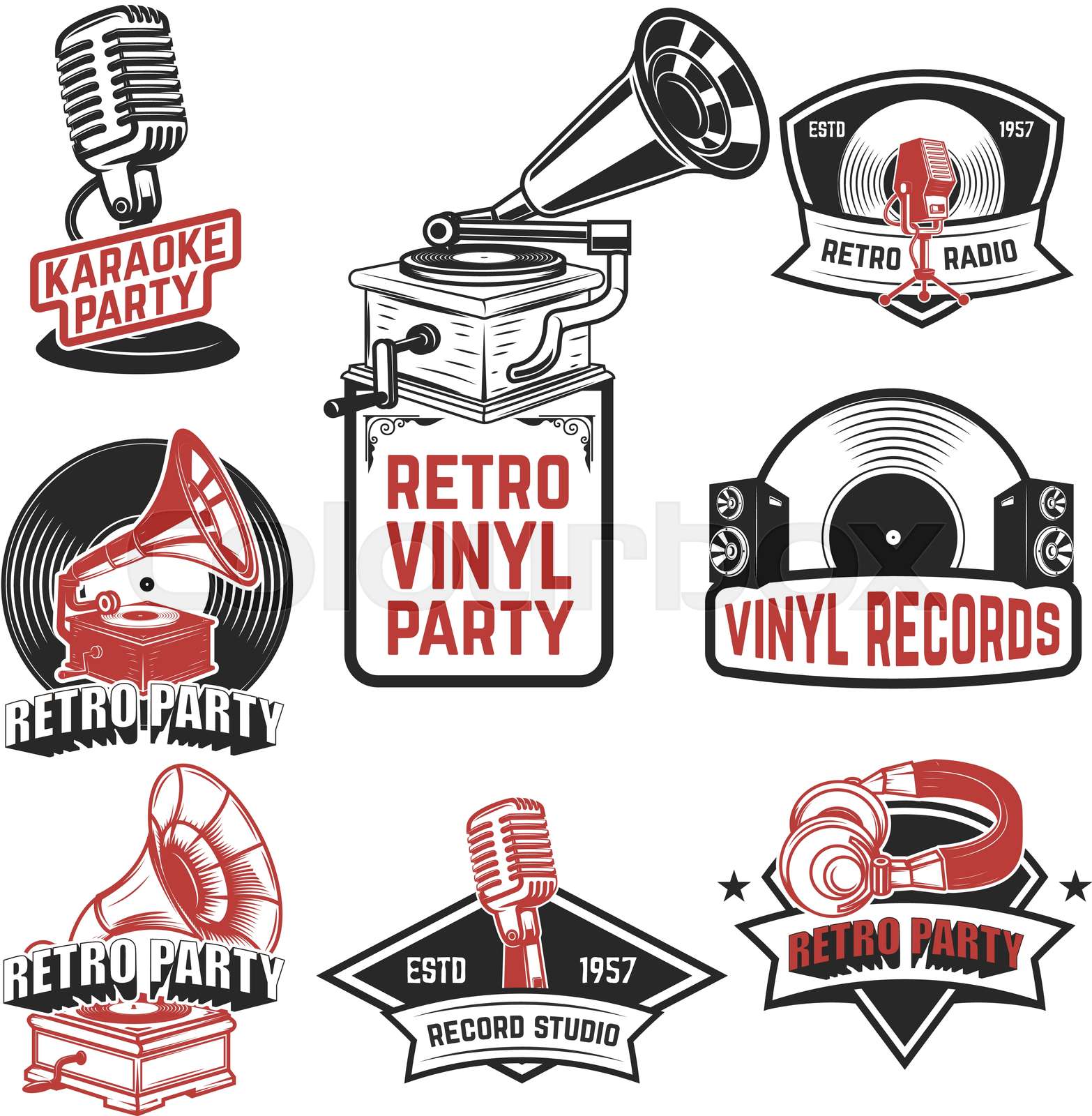 Set of retro party emblems. Design elements for logo, label, emblem ...