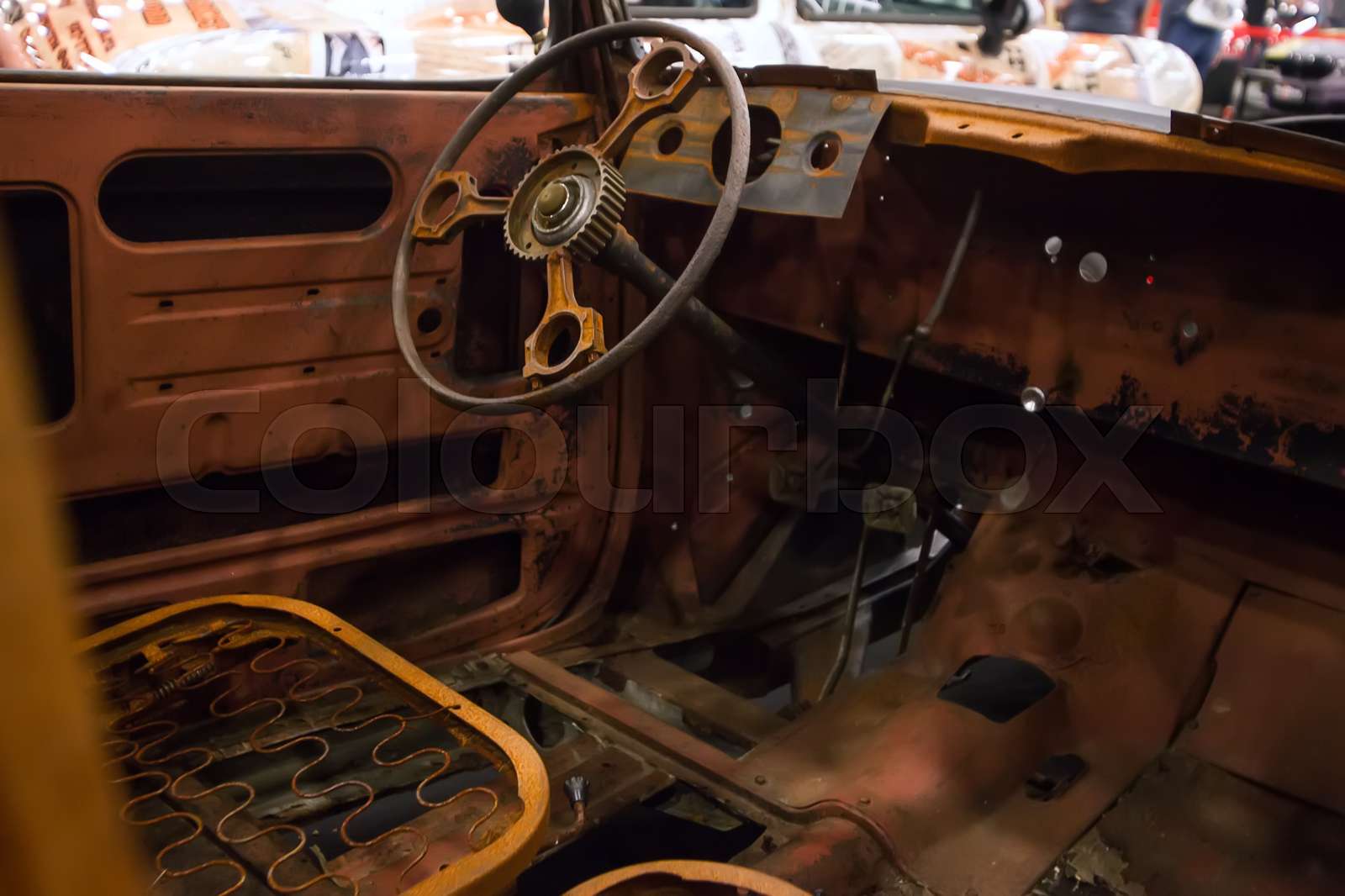 Rusty interior of an old car. | Stock image | Colourbox