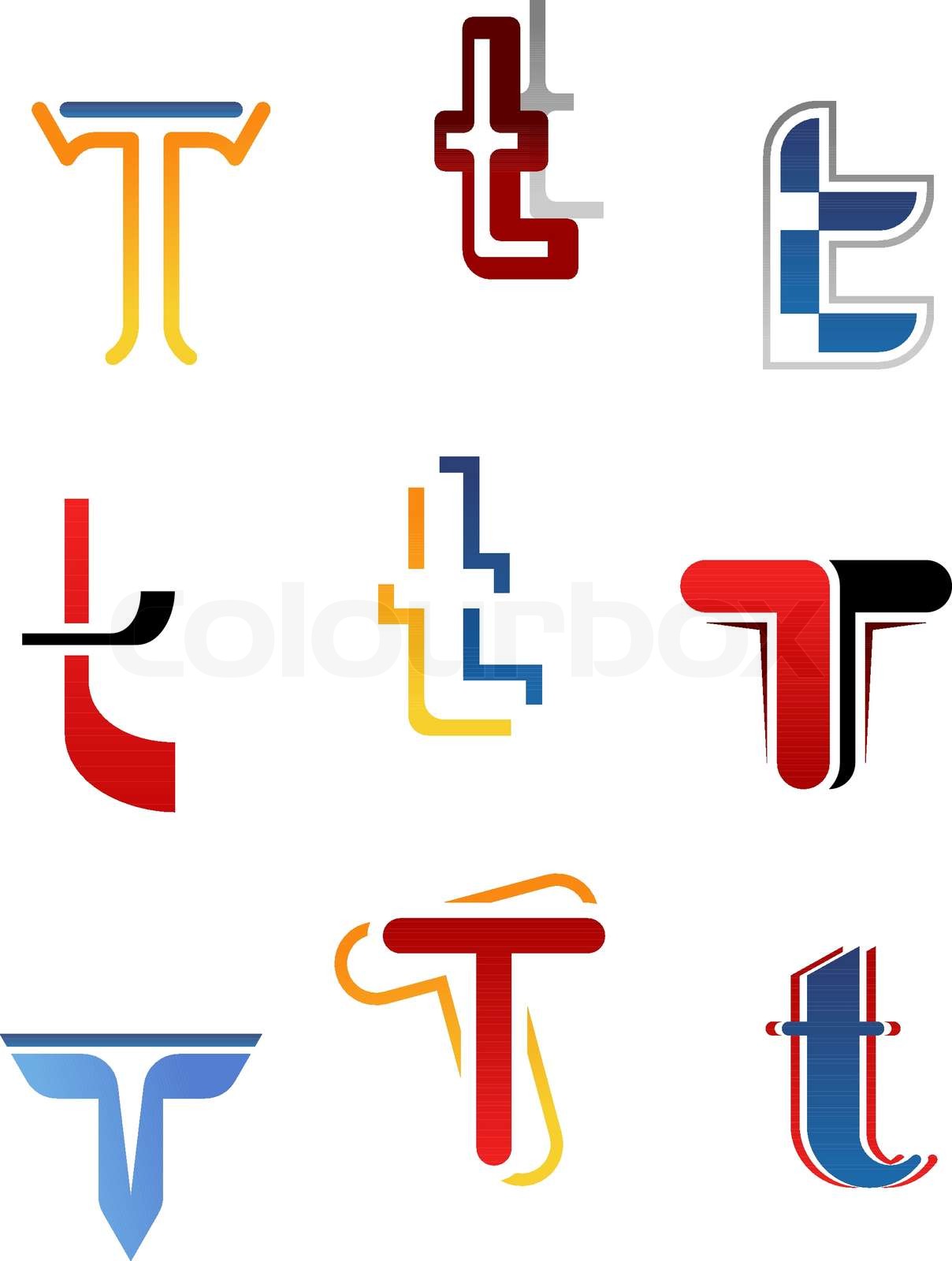Set of alphabet symbols and elements of letter T | Stock vector | Colourbox