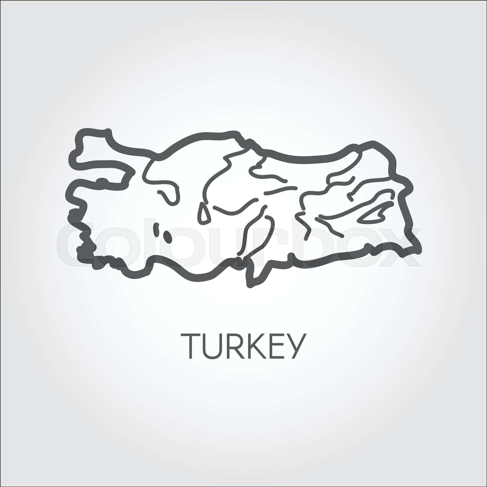 Contour map of Turkey country with shape of some rivers. Outline icon ...