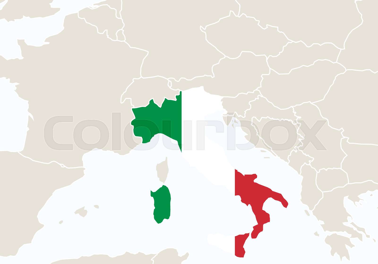 Europe with highlighted Italy map. | Stock vector | Colourbox