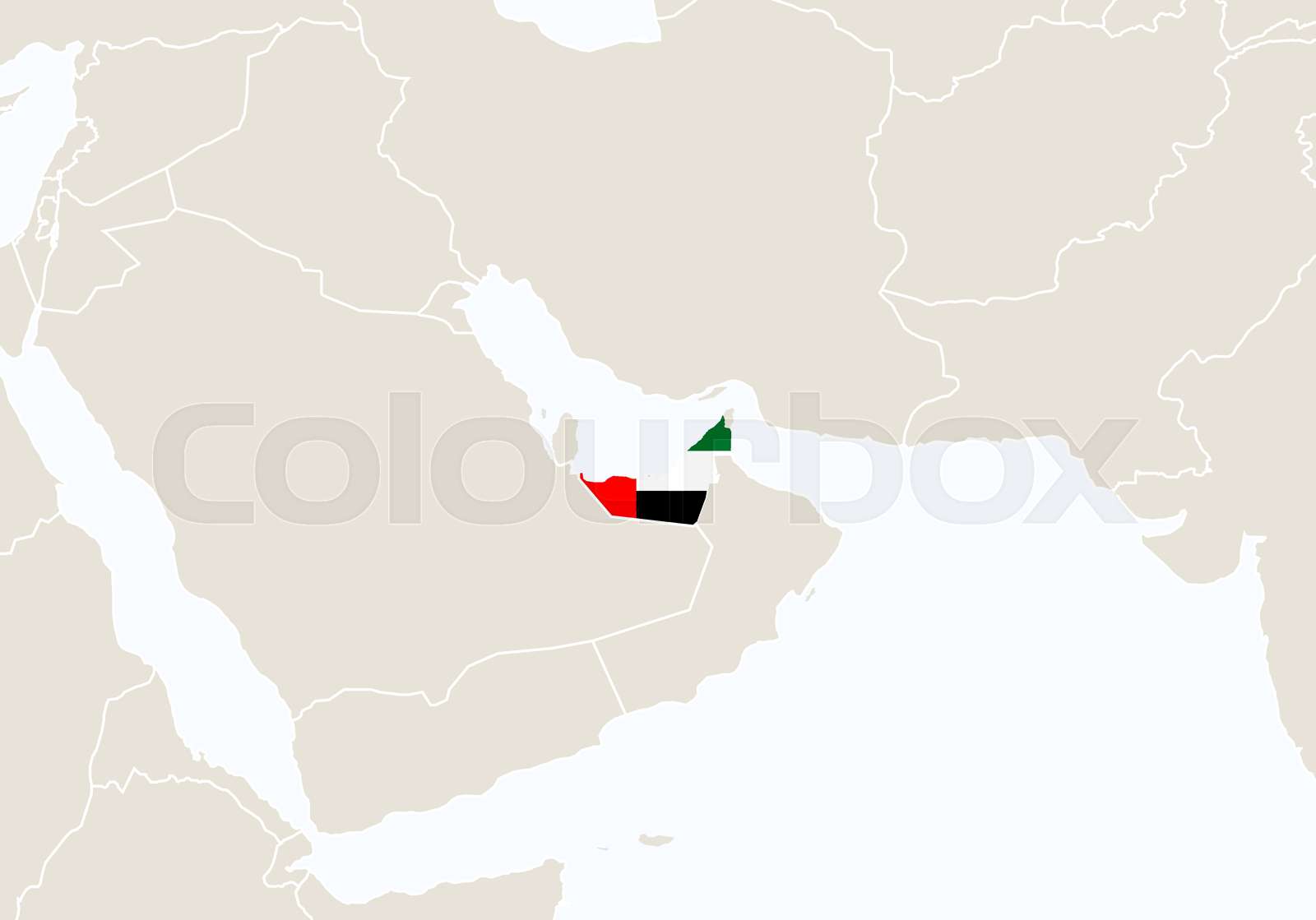 Asia with highlighted United Arab Emirates map. | Stock vector | Colourbox