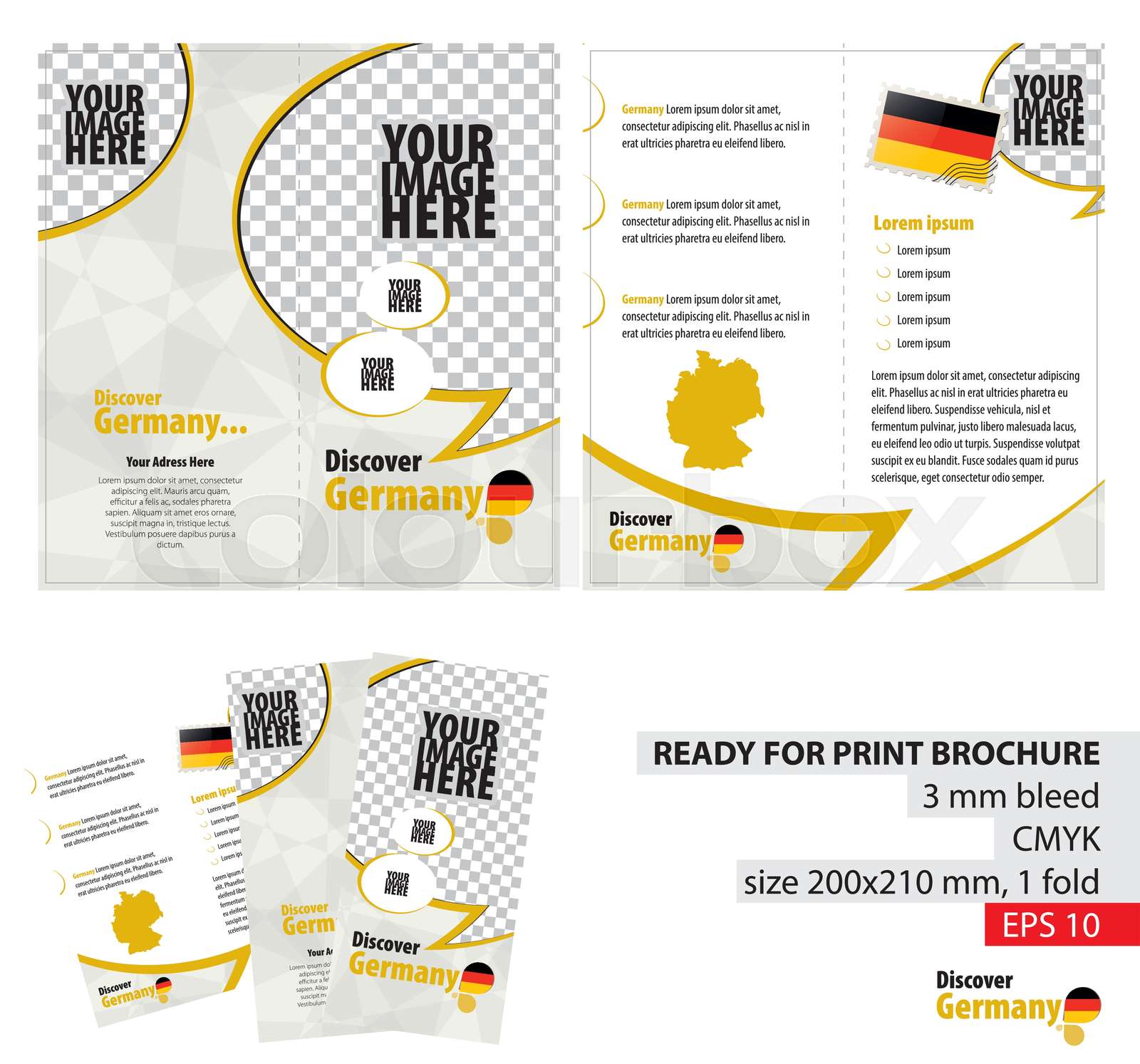 Brochure Design Template, Discover Germany. | Stock vector | Colourbox