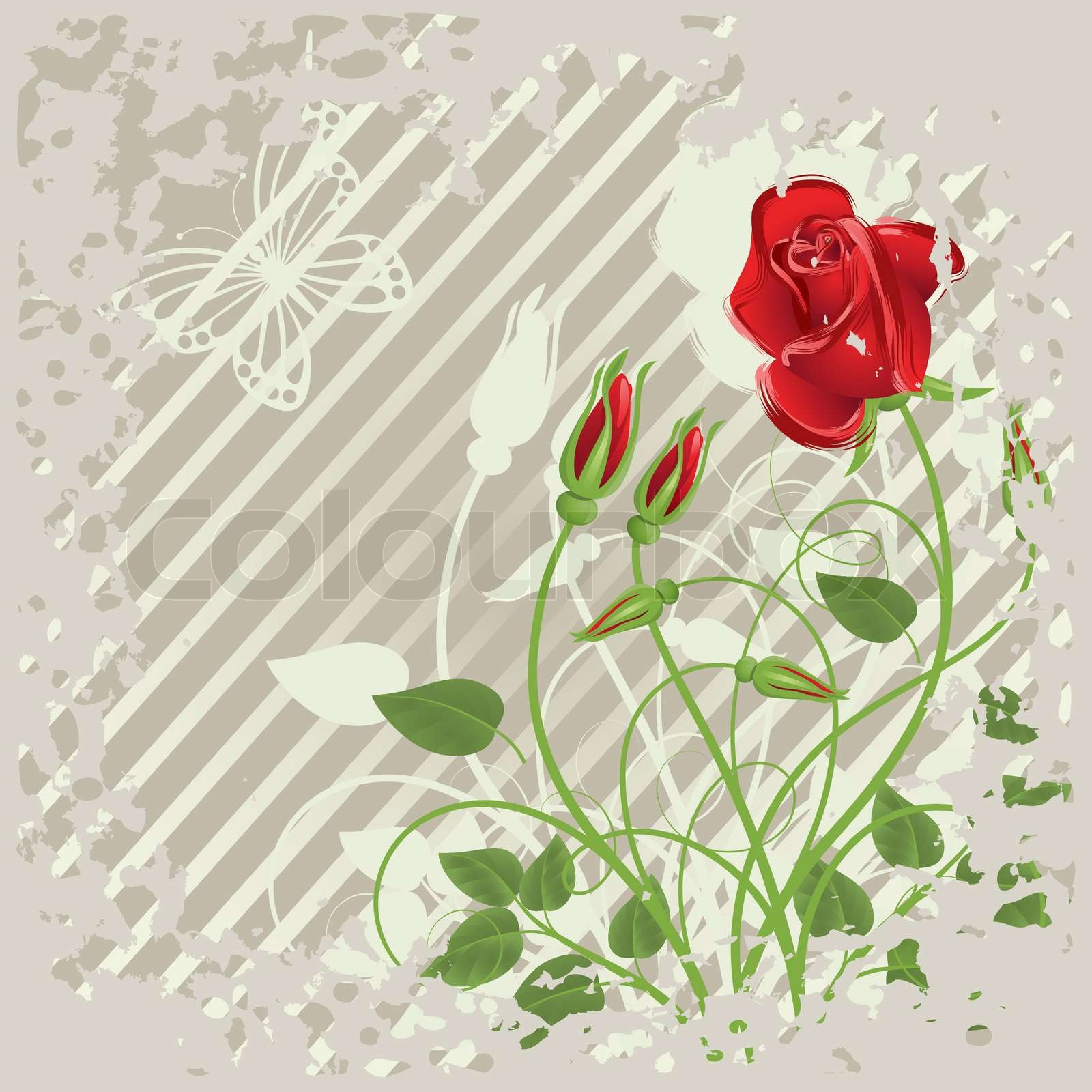 abstract red roses and | Stock vector | Colourbox