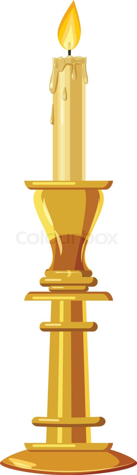 Candle in a candlestick icon, cartoon style | Stock vector | Colourbox