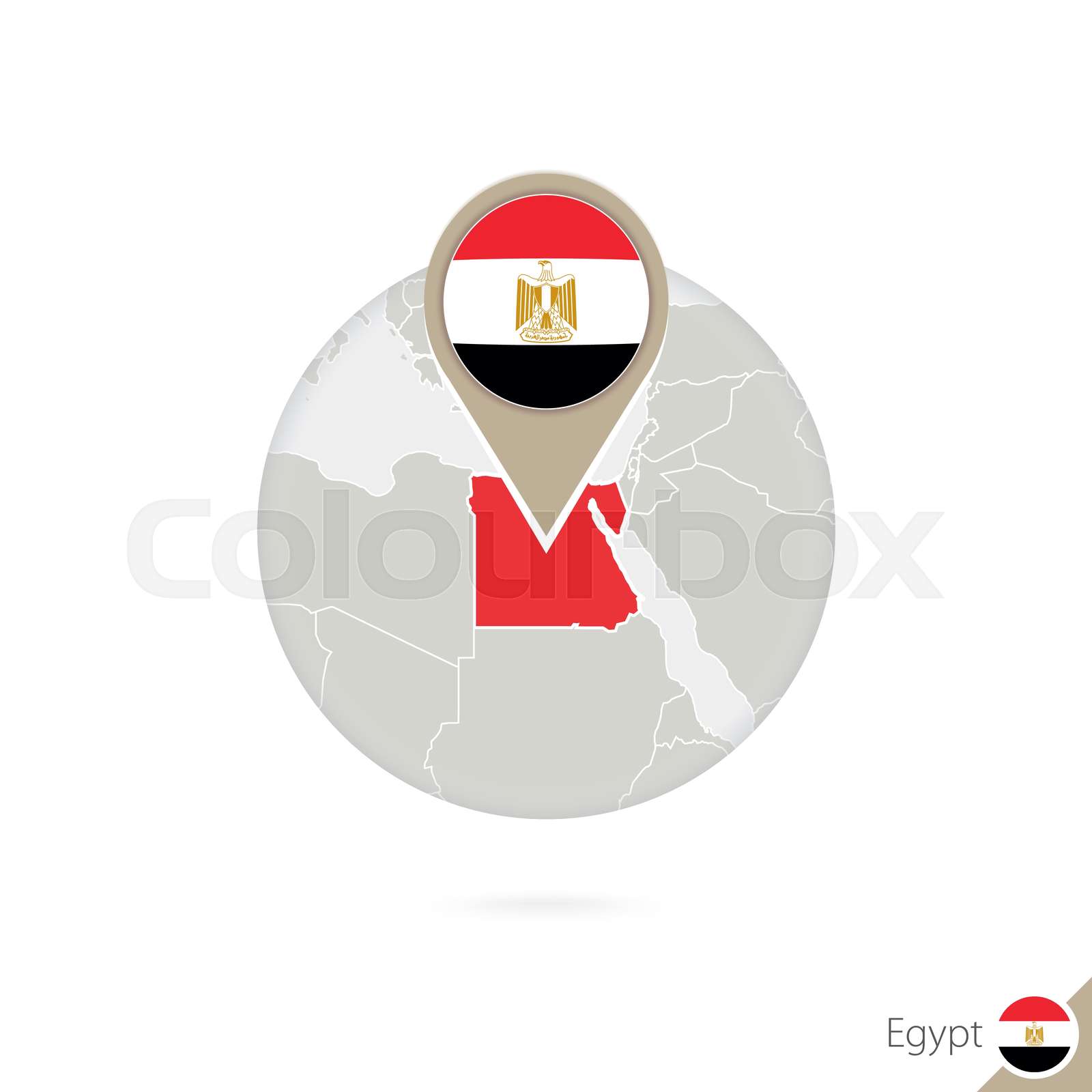 Egypt map and flag in circle. Map of Egypt, Egypt flag pin. Map of ...