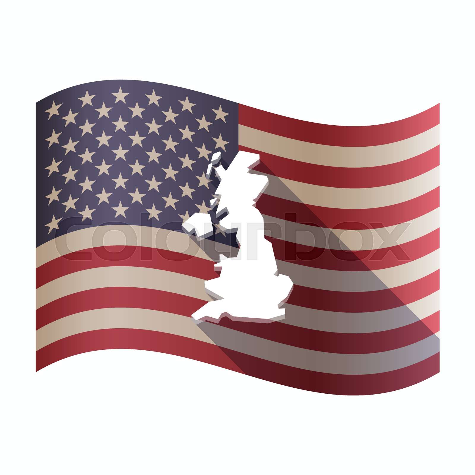 Isolated USA flag with a map of the UK | Stock vector | Colourbox