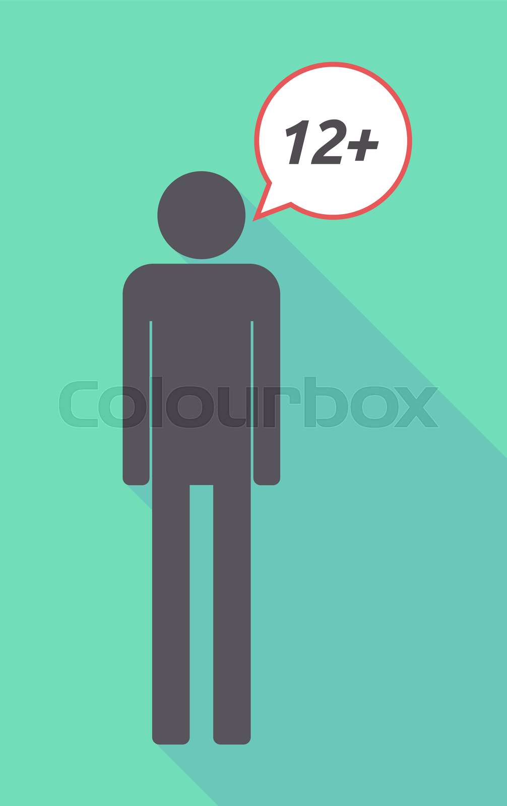 Long shadow male pictogram with the text 12+ | Stock vector | Colourbox