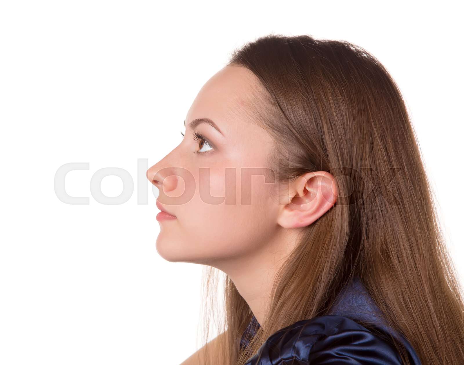 Headshot of a brown hair lady. | Stock image | Colourbox