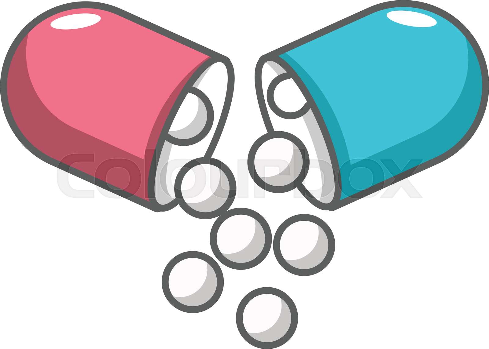 Open capsule pill icon, cartoon style | Stock vector | Colourbox