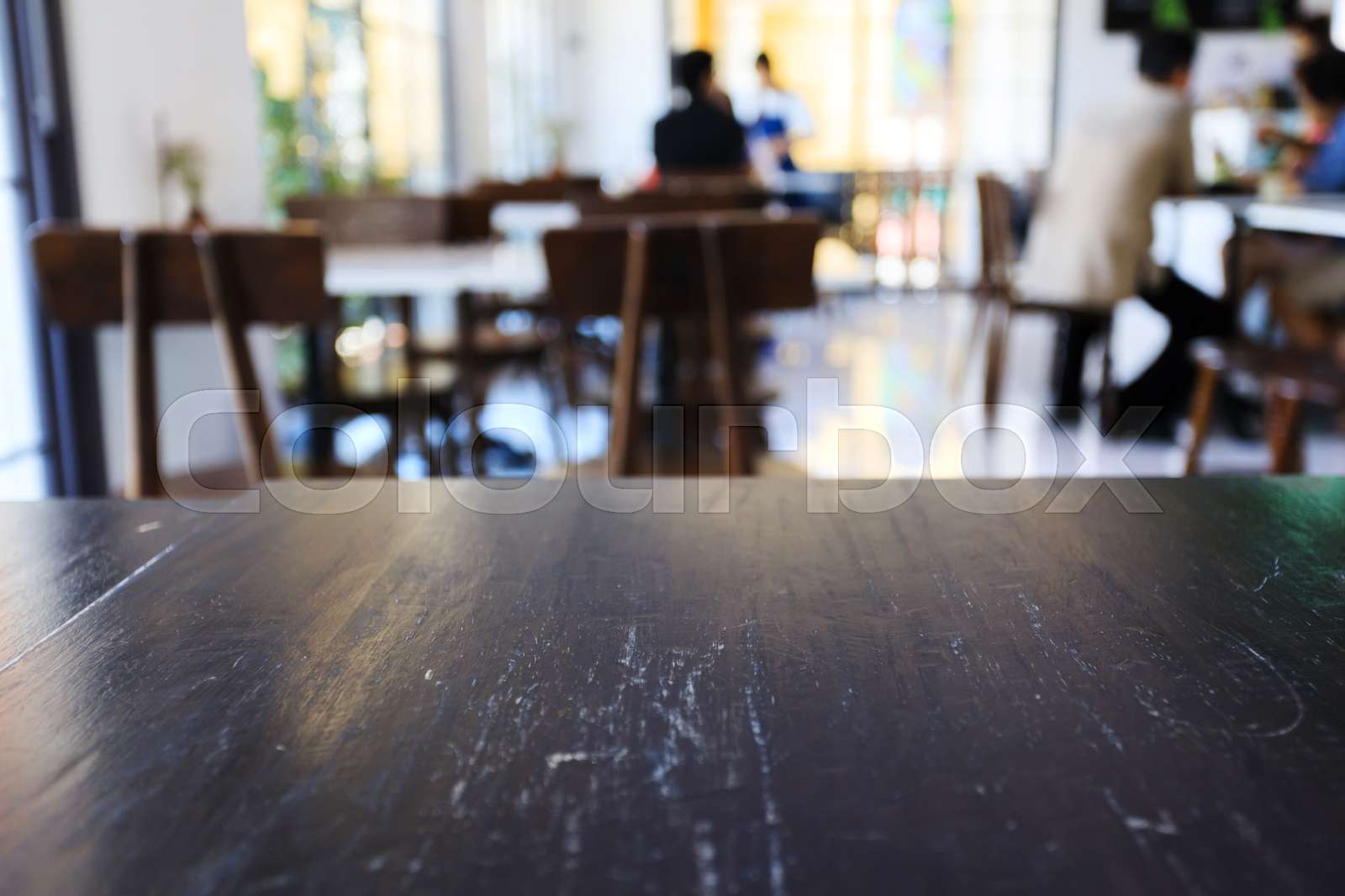 wood table in cafe restaurant | Stock image | Colourbox