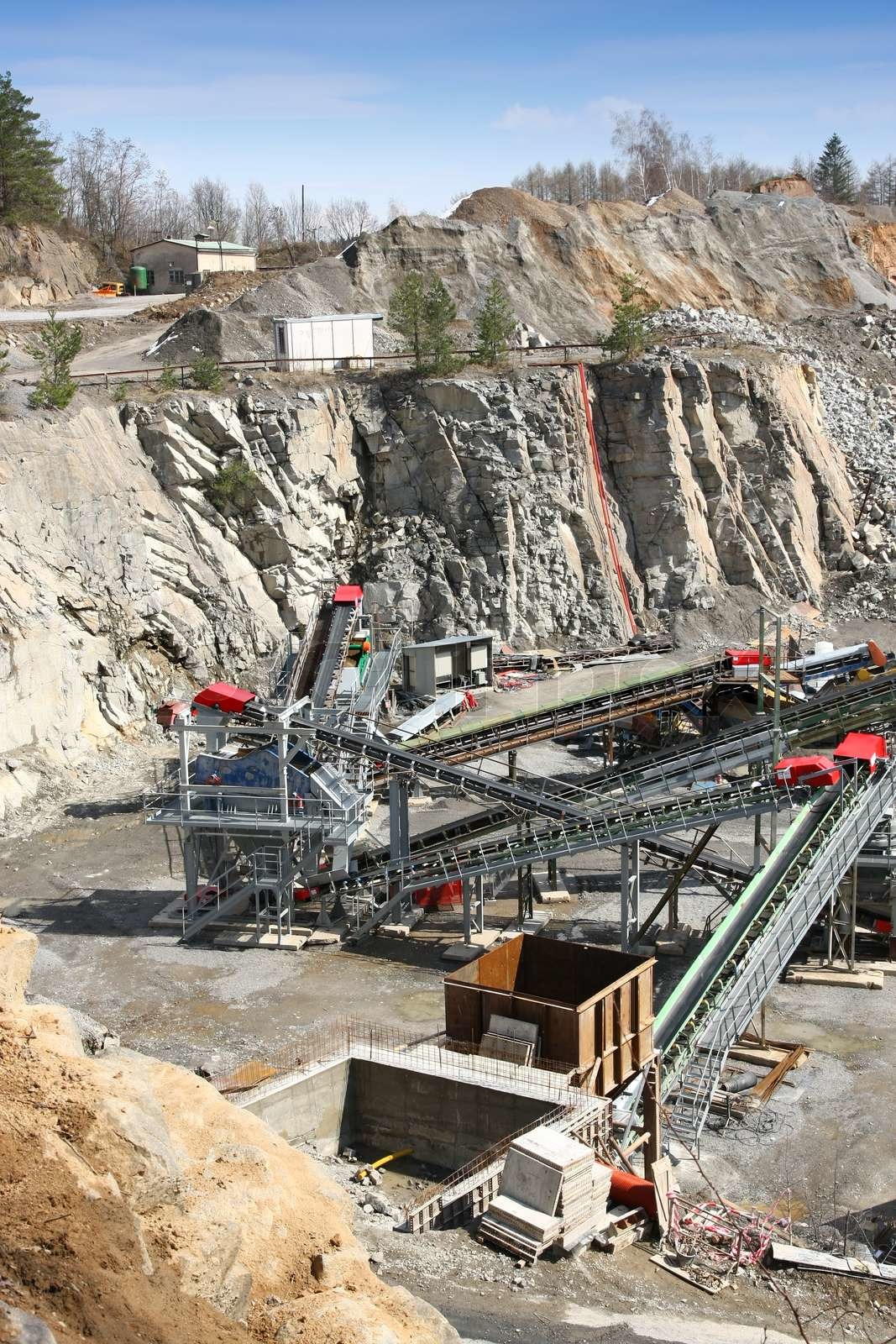 Belt conveyors and mining equipment in a quarry | Stock image | Colourbox