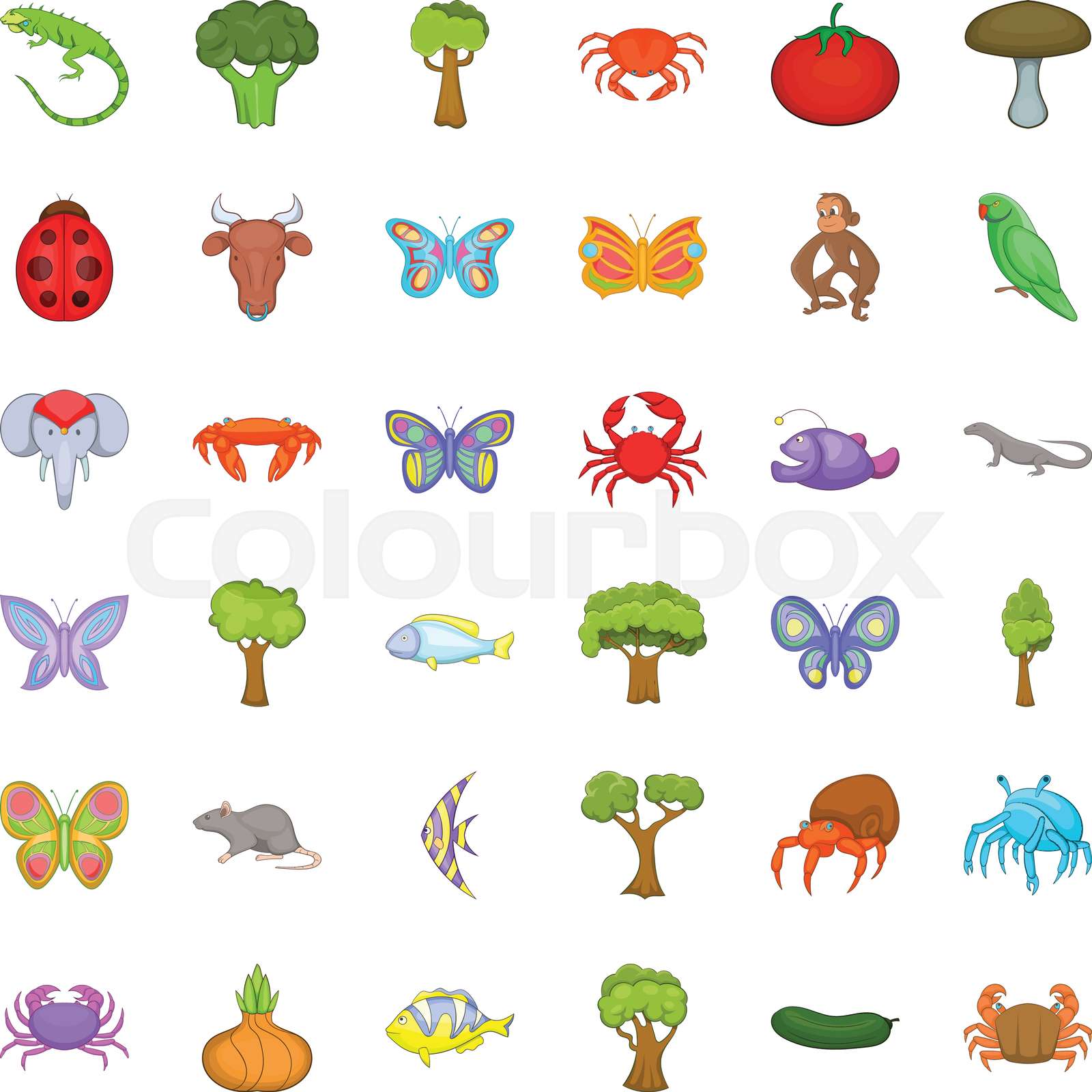 Biology icons set, cartoon style | Stock vector | Colourbox