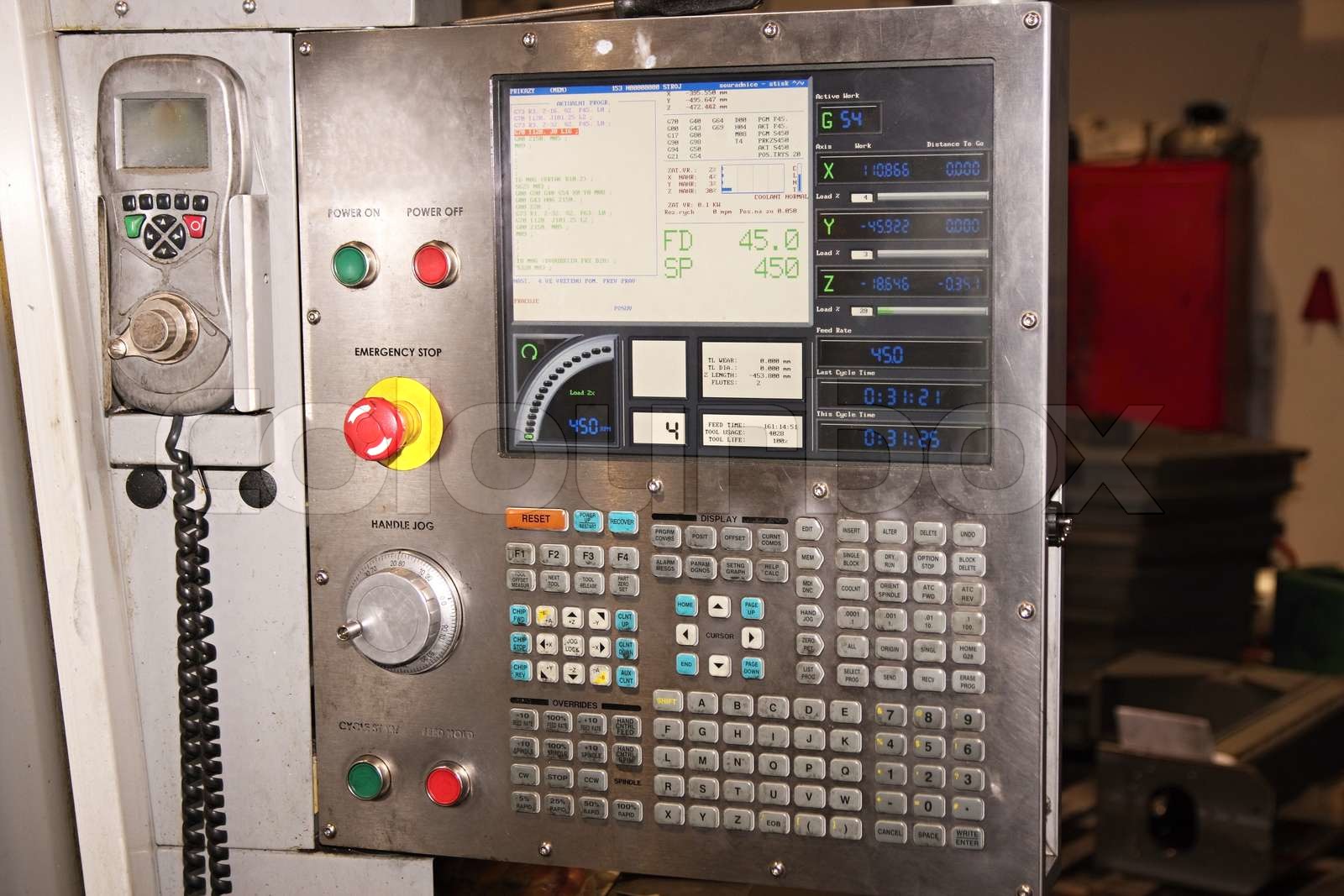 CNC Control panel and monitor at programmable machine | Stock image ...