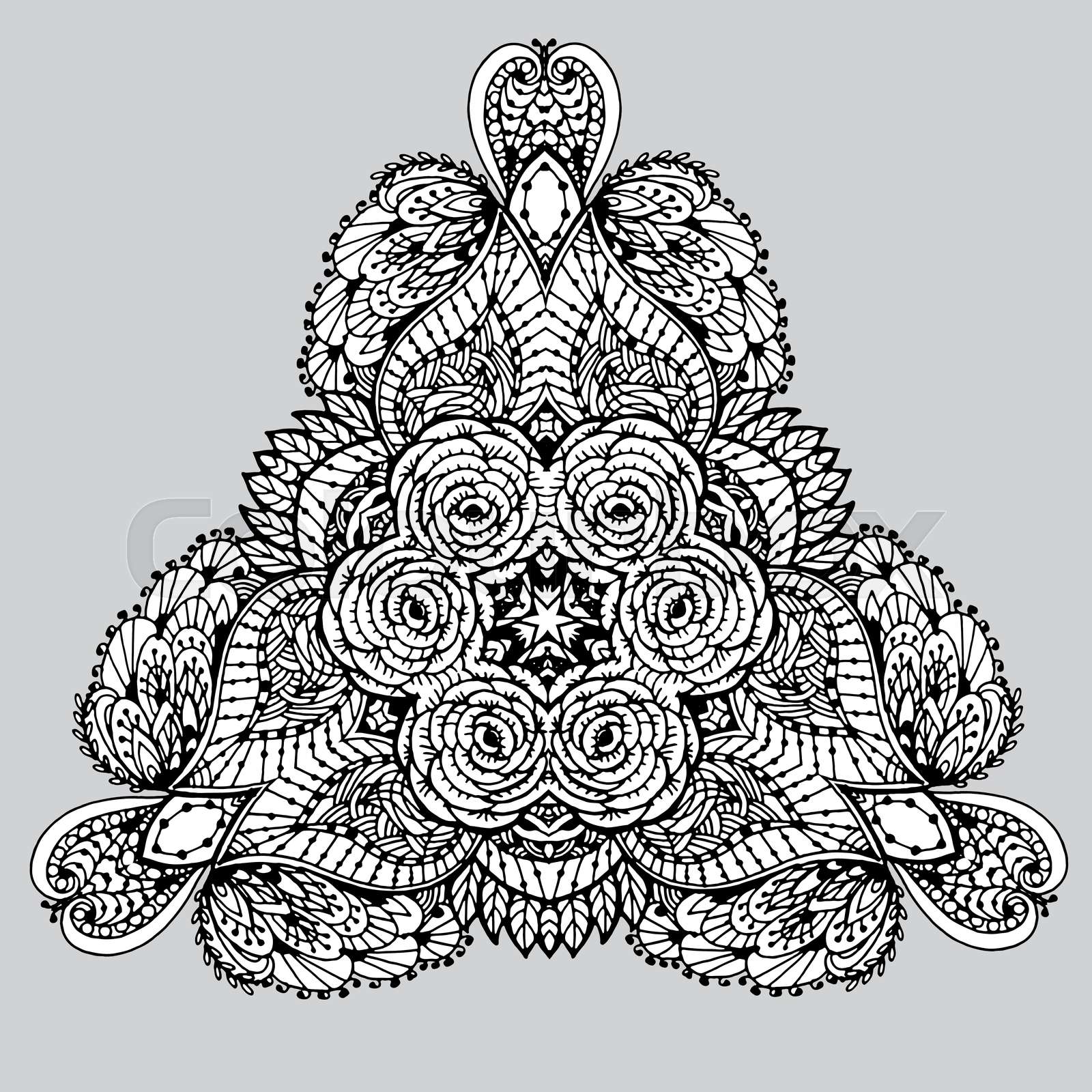 Vector Image Doodle, drawing for coloring the mandala. triangular ...