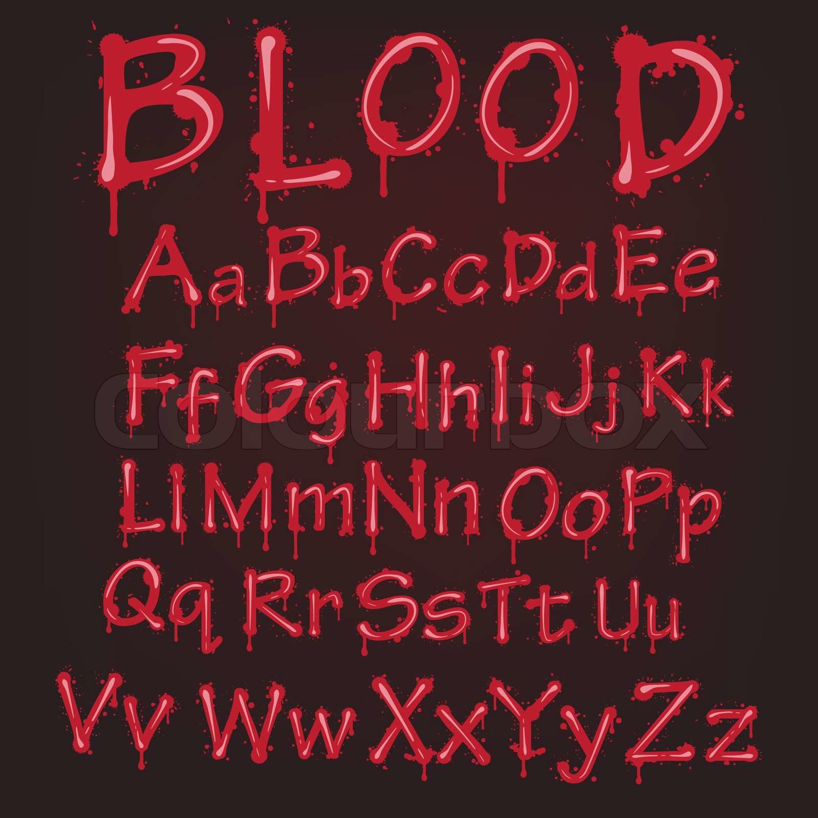 Abstract red blood alphabet vector letters isolated | Stock vector ...