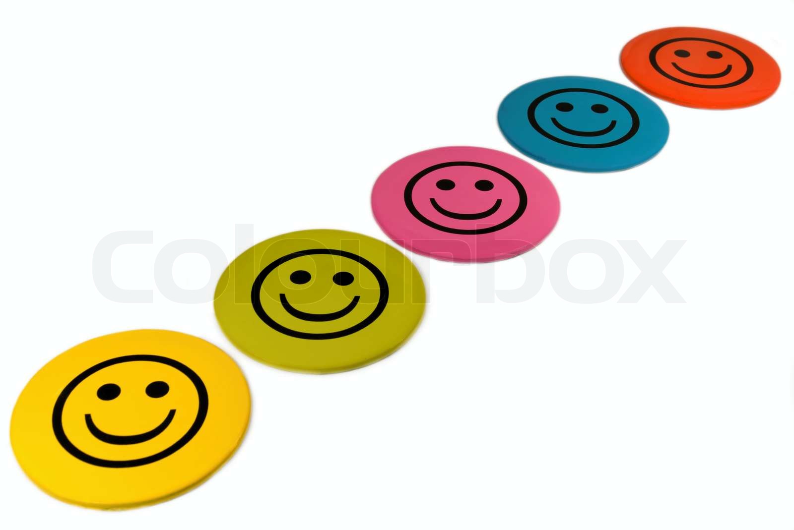 Farverige smileys , Smiley ansigter på en hvid baggrund | Stock foto ...