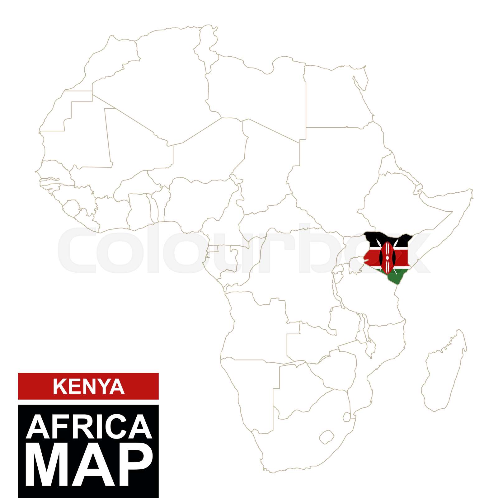 Africa contoured map with highlighted Kenya. | Stock vector | Colourbox