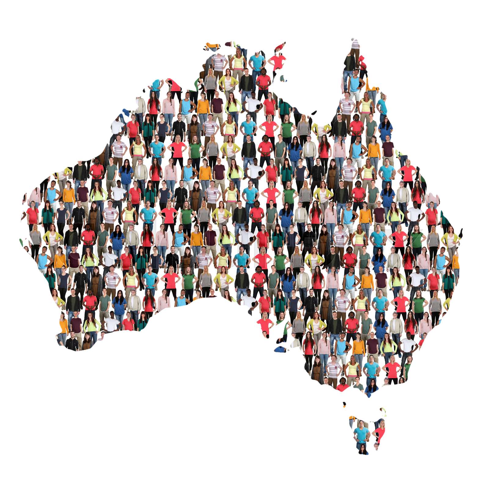 Australia map multicultural group of people integration immigration ...