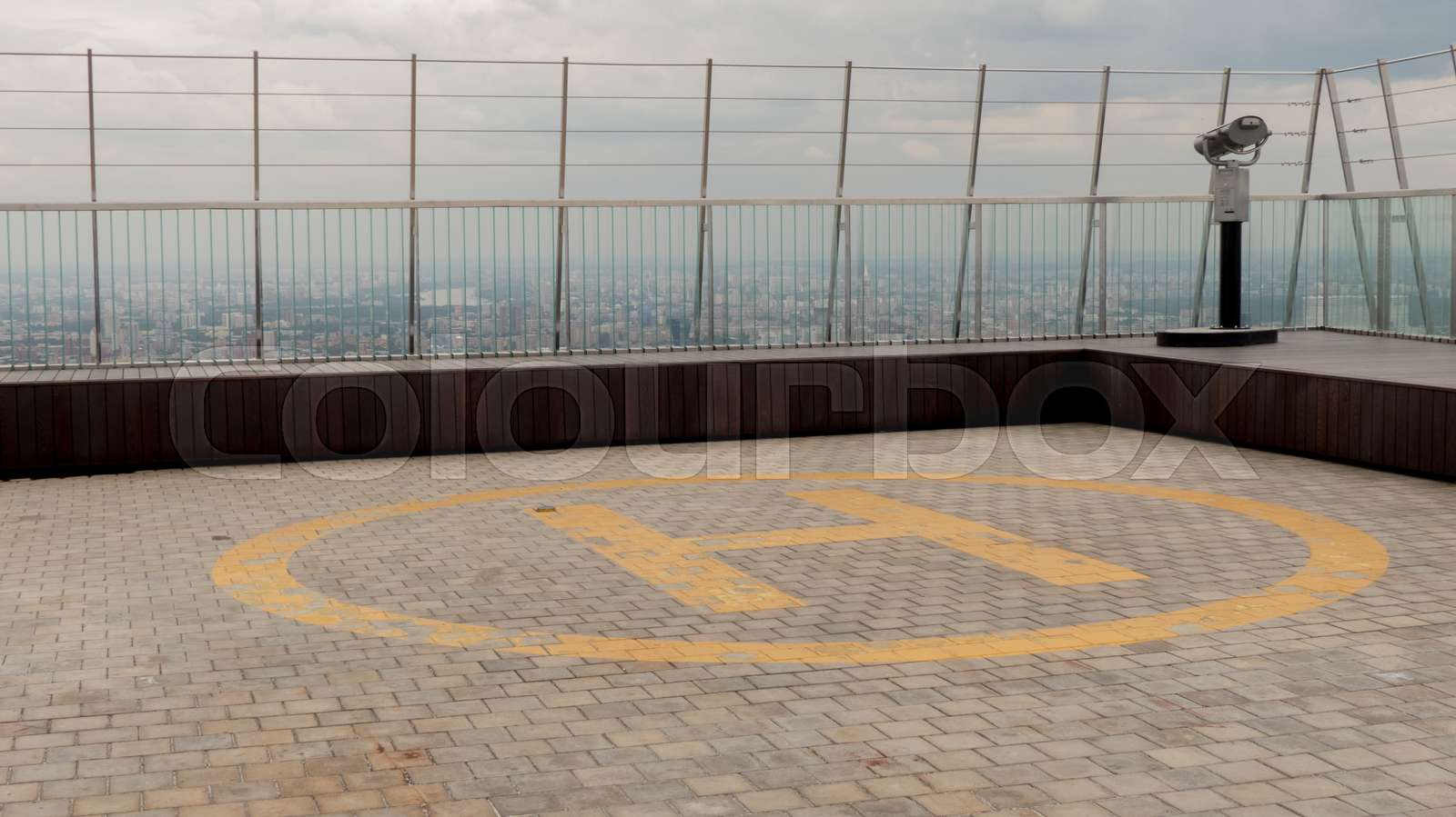 Helipad spot on roof highrise building | Stock image | Colourbox