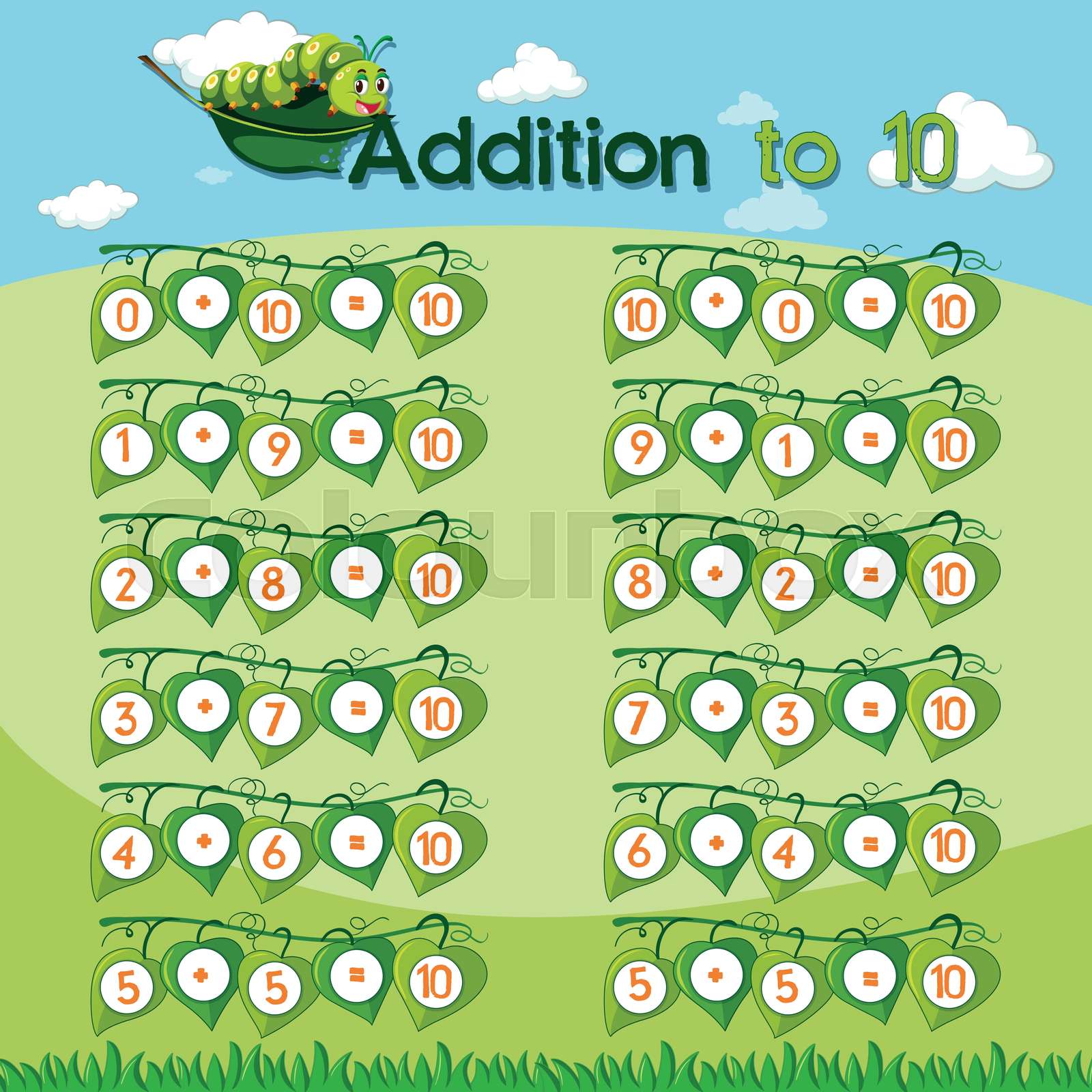 Chart design for addition to ten | Stock vector | Colourbox