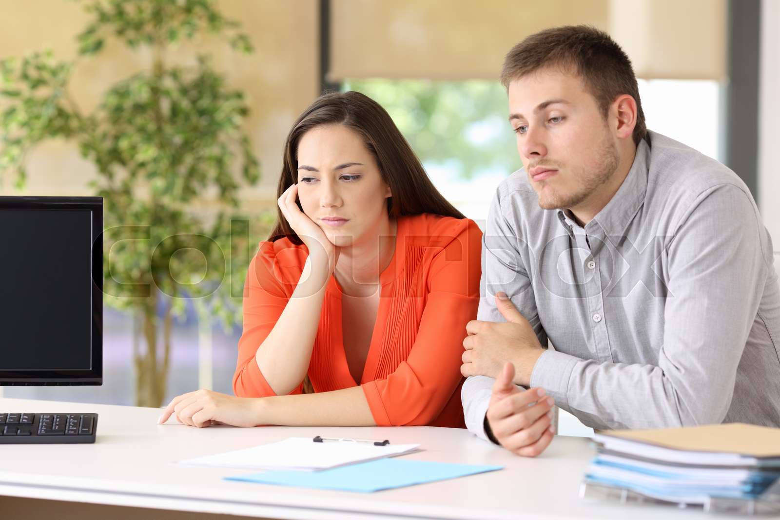 Bored customers waiting for attendance | Stock image | Colourbox