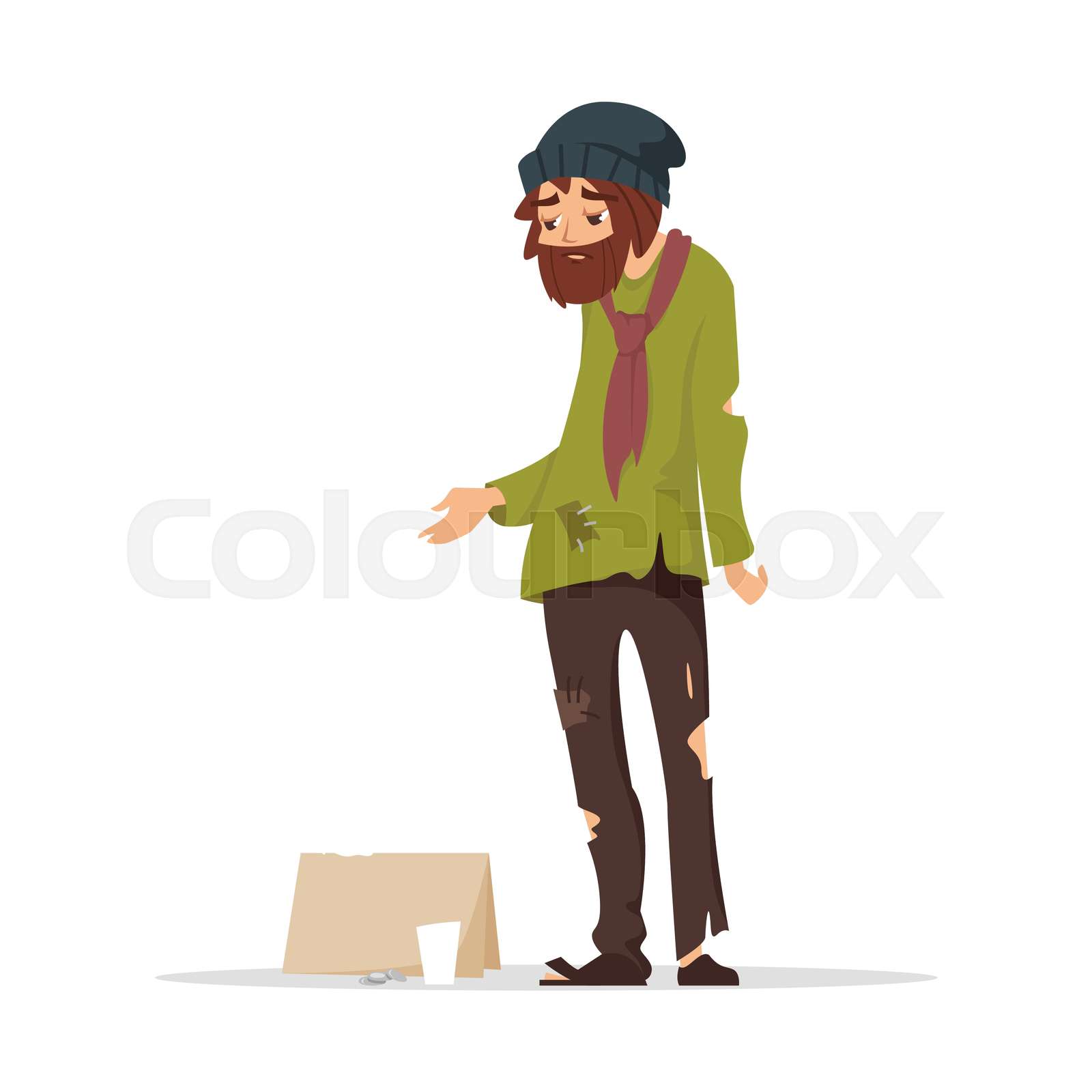 poor man in torn clothes begging money. | Stock vector | Colourbox