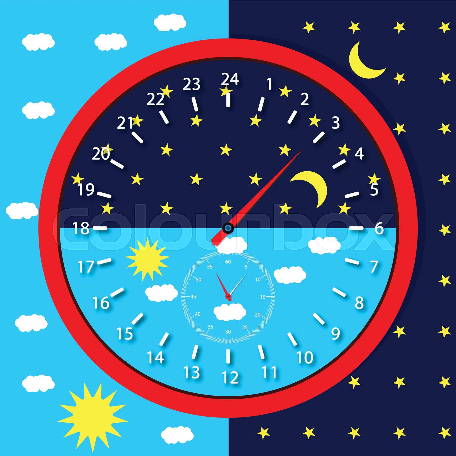 Clock face day and night | Stock vector | Colourbox