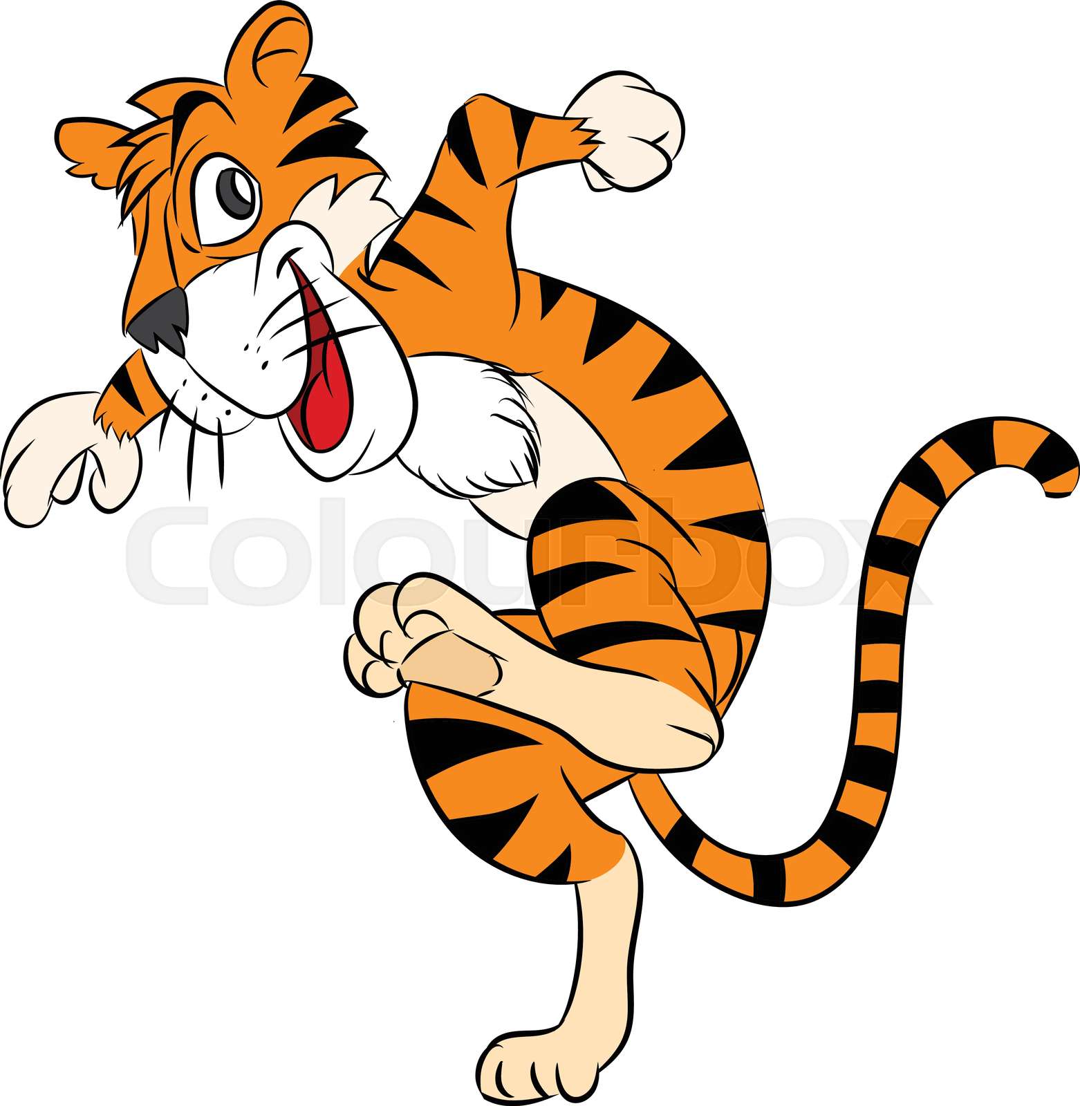 Tiger Running Cartoon, happy and running - Vector illustration | Stock ...