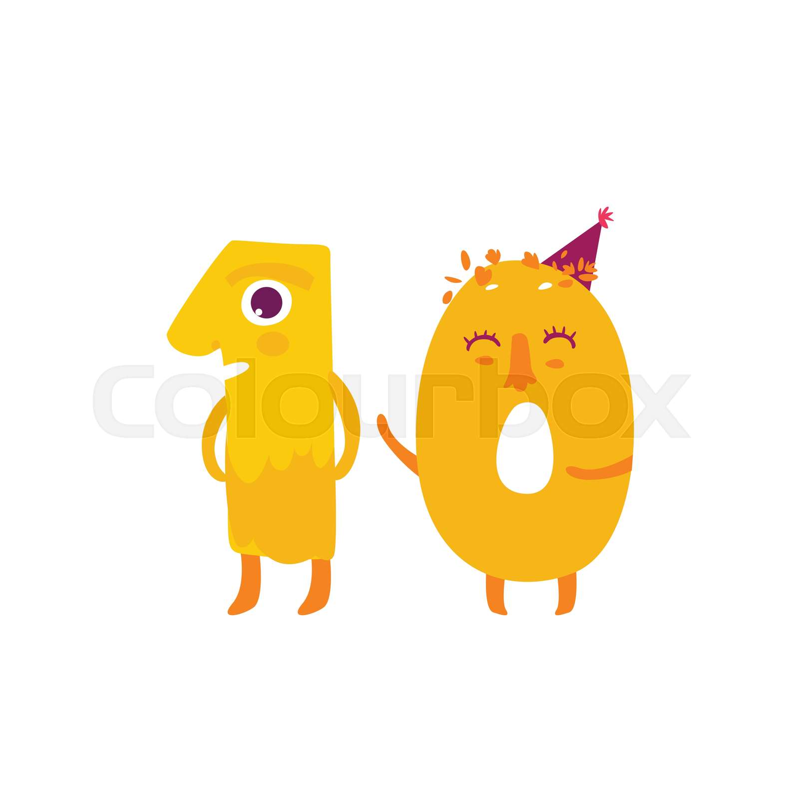 Vector cute animallike character number dozen 10 | Stock vector | Colourbox