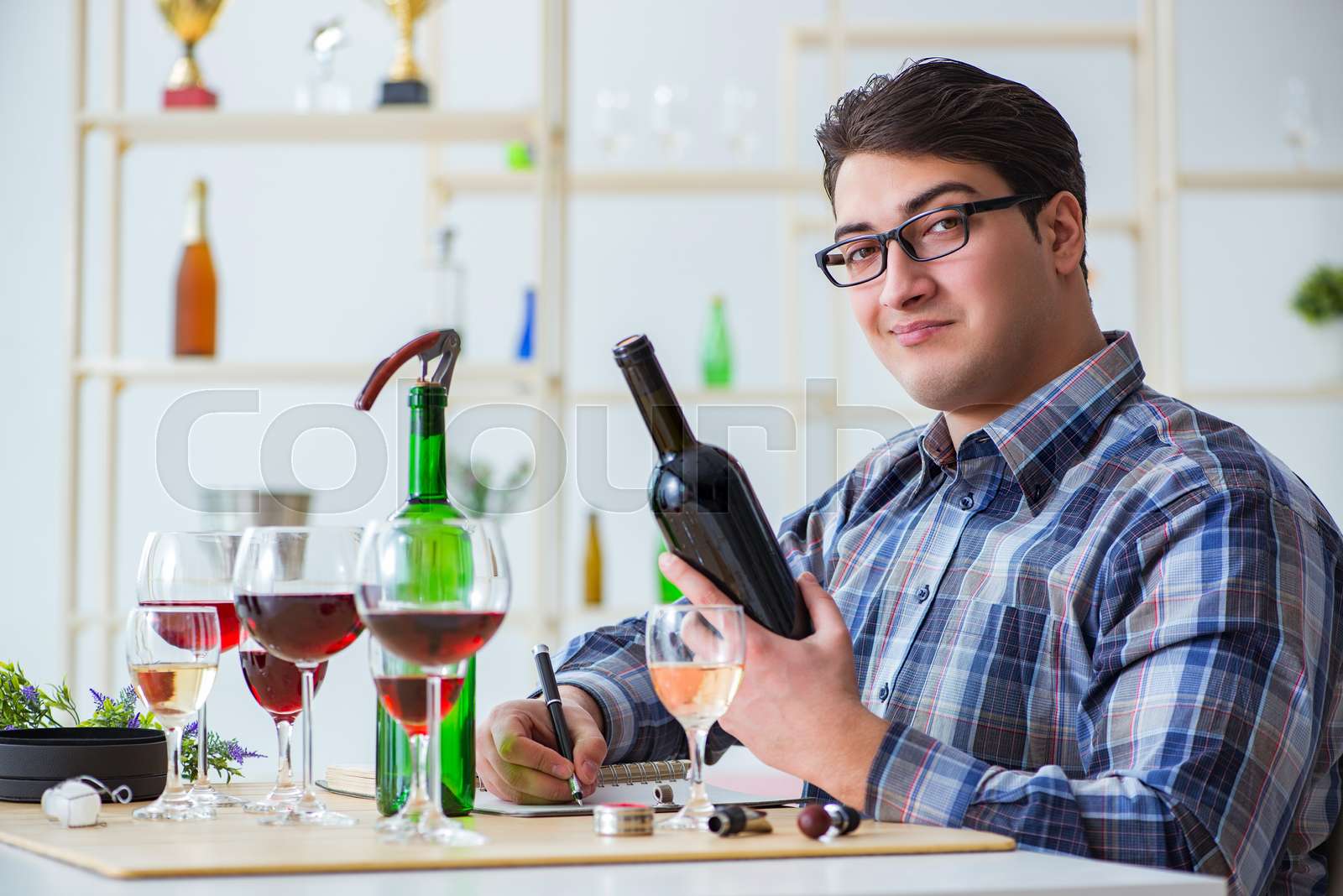 Professional sommelier tasting red wine | Stock image | Colourbox