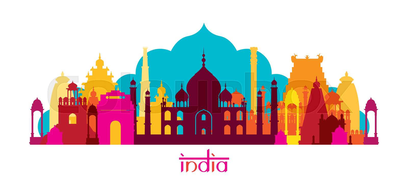 India Architecture Landmarks Skyline, Shape | Stock vector | Colourbox