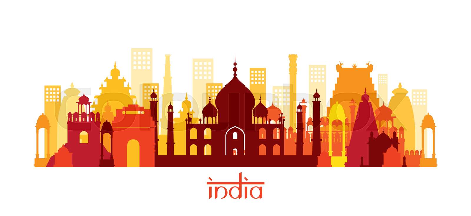India Architecture Landmarks Skyline, Shape | Stock vector | Colourbox
