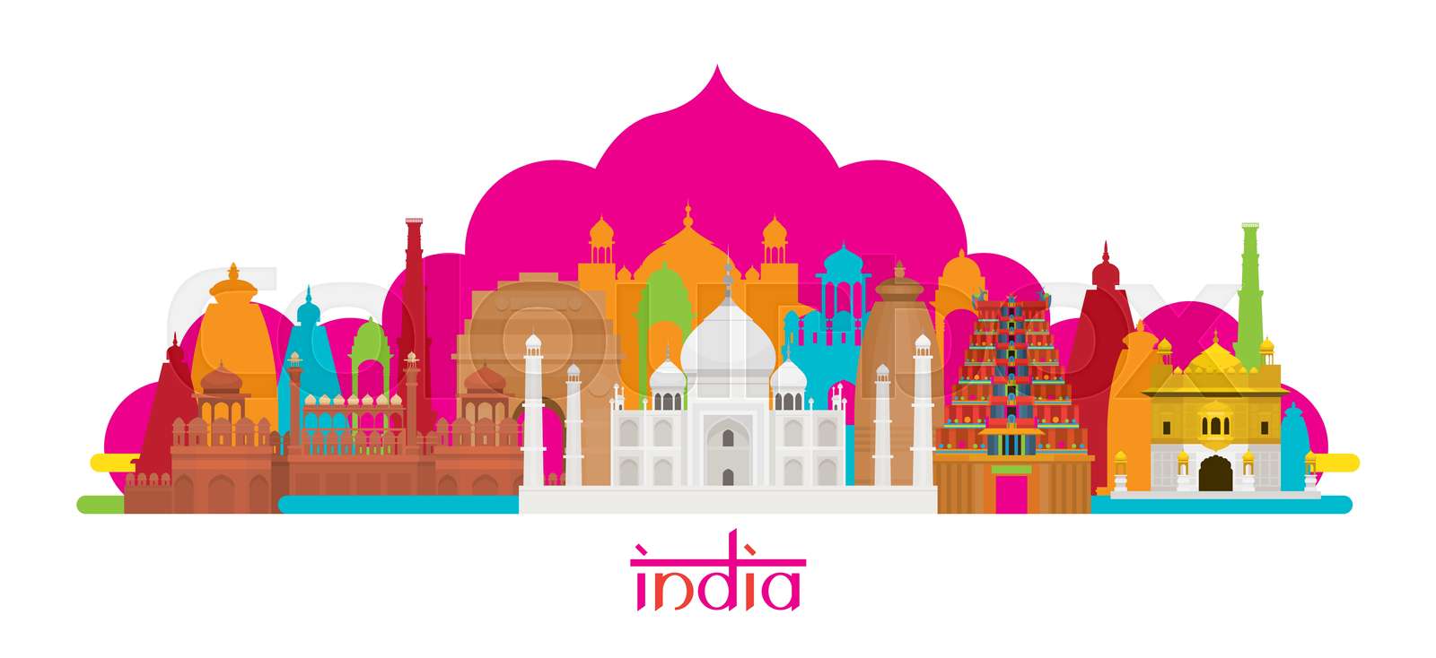 India Architecture Landmarks Skyline | Stock vector | Colourbox