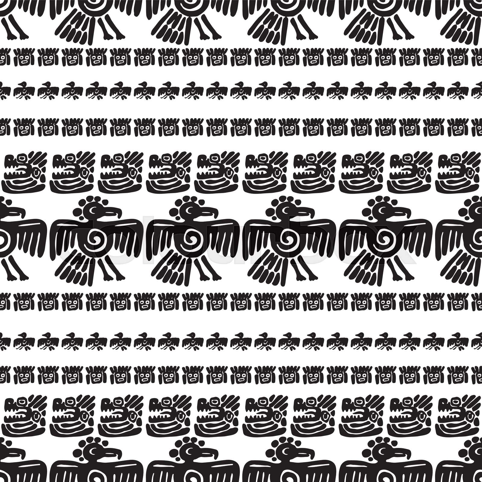 Seamless maya pattern. Black and white ethnic elements. | Stock vector ...