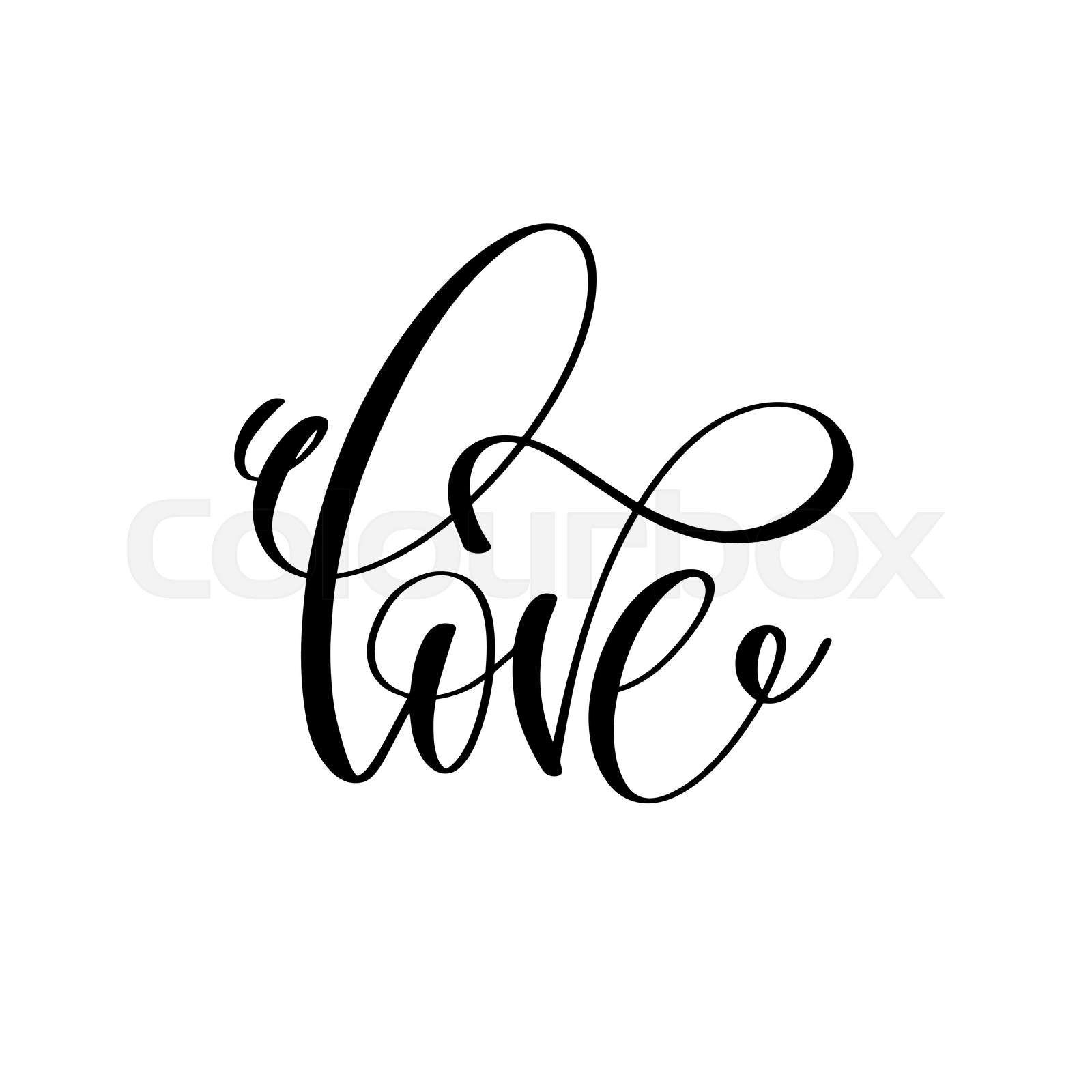 love handwritten typographic poster, ink handmade quote | Stock vector ...