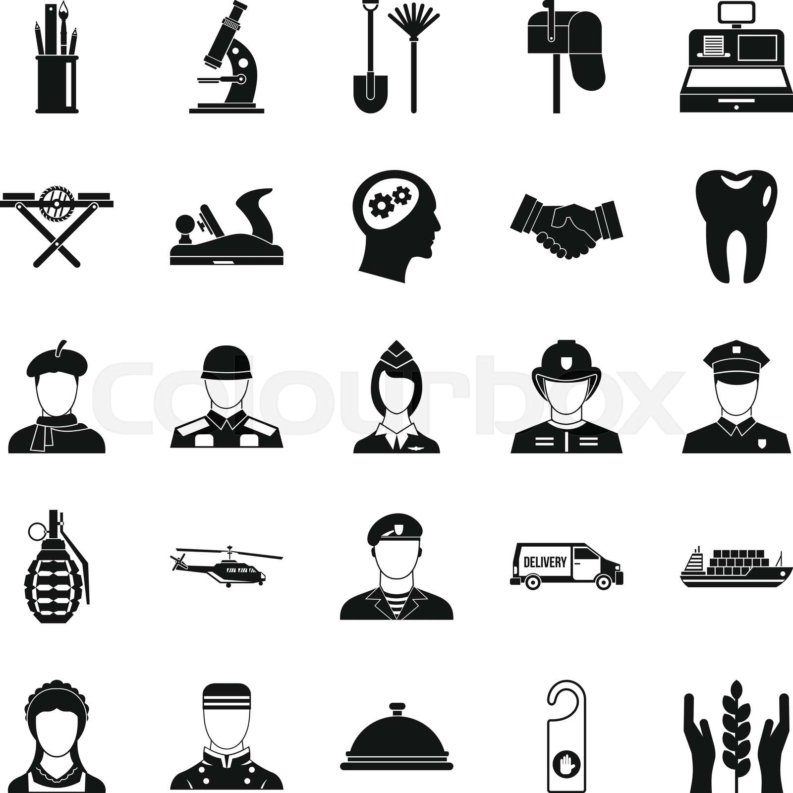 arbeit, dienstleistung, icons | Stock-Vektor | Colourbox