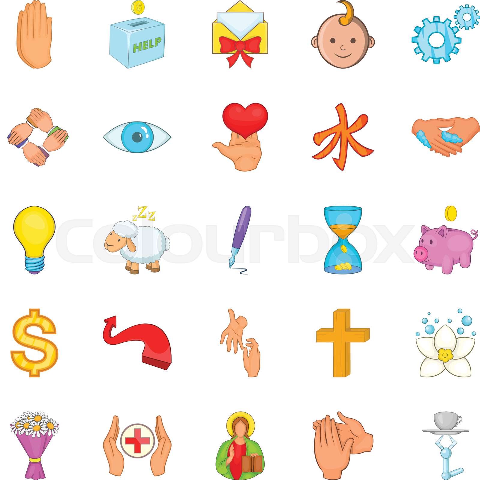 Goodness icons set, cartoon style | Stock vector | Colourbox