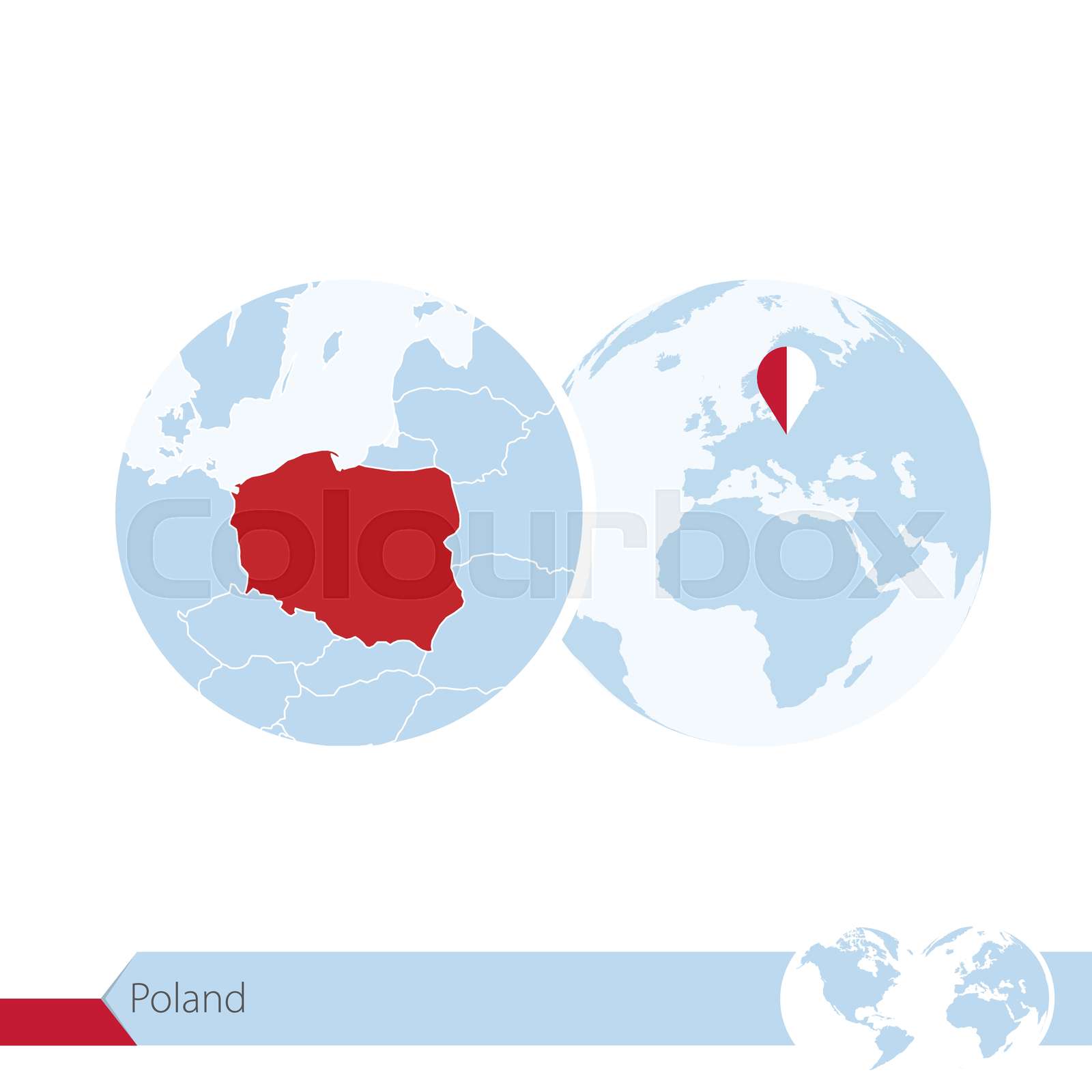 Poland on world globe with flag and regional map of Poland. | Stock ...