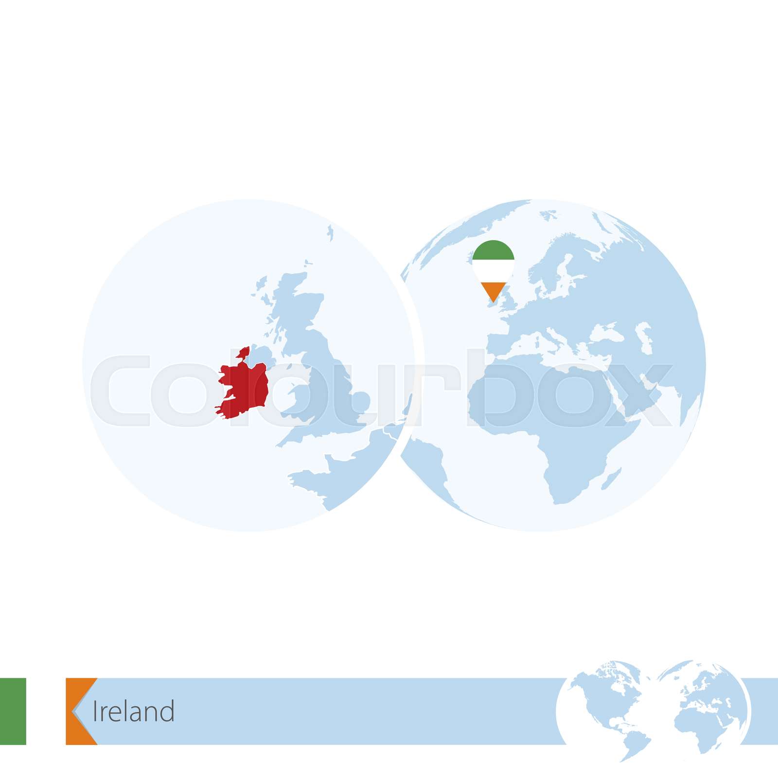 Ireland on world globe with flag and regional map of Ireland. | Stock ...