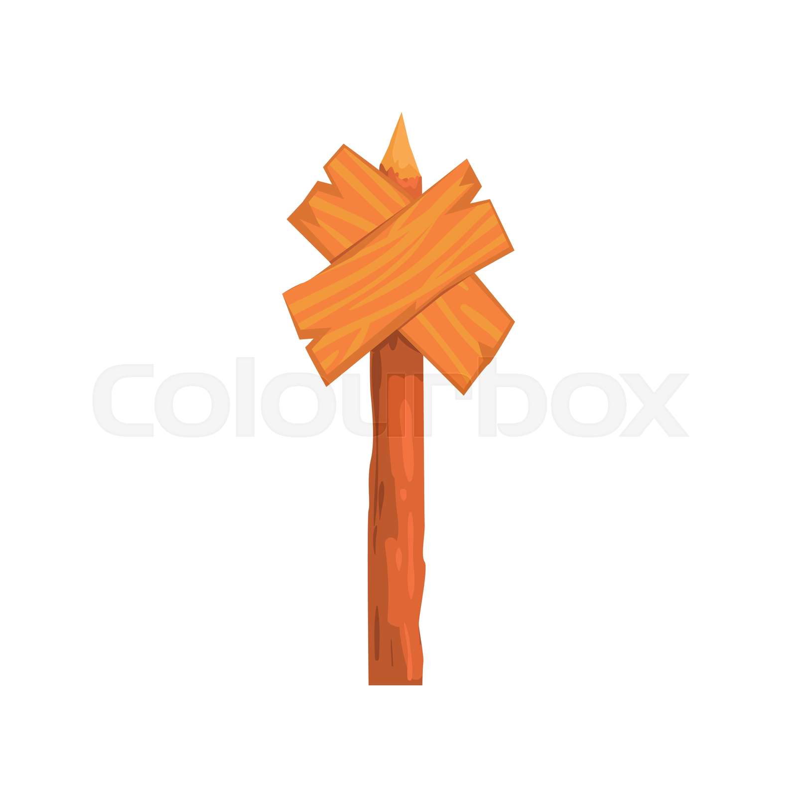 Old wooden warning road sign vector Illustration | Stock vector | Colourbox