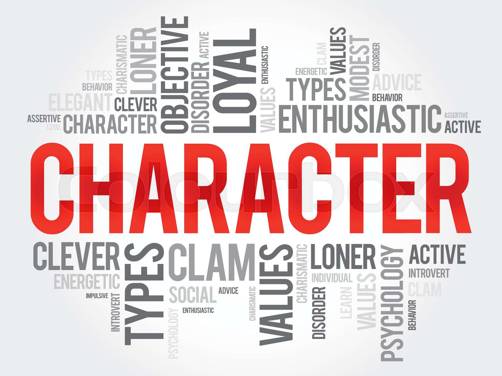 CHARACTER word cloud collage , social concept background | Stock vector ...