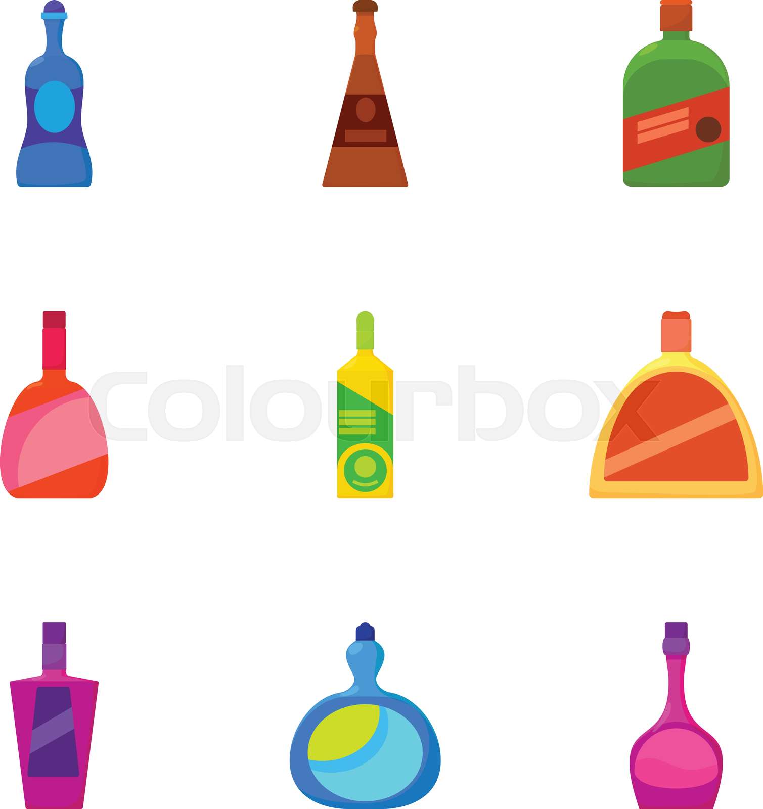 unterschiedlich, flasche, icons | Stock-Vektor | Colourbox