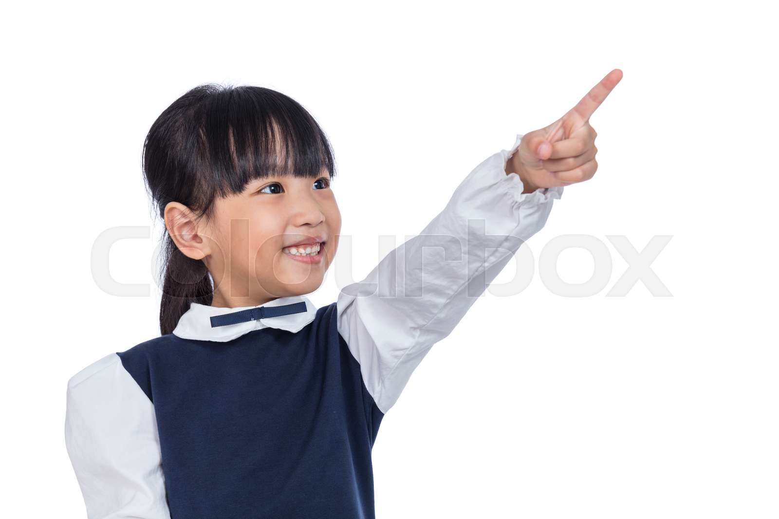 Asian Little Chinese Girl pointing with finger | Stock image | Colourbox