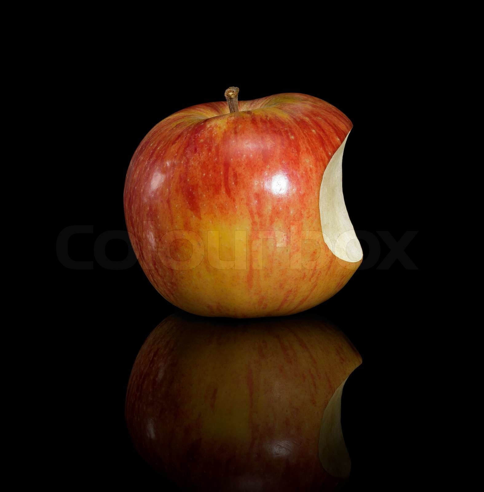 apple with missing part in black reflective back Looks a little bit ...