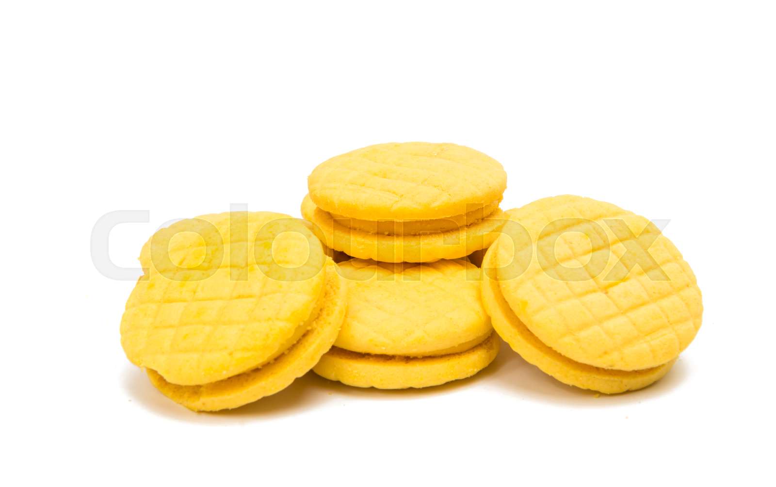 Yellow double fruit biscuits | Stock image | Colourbox