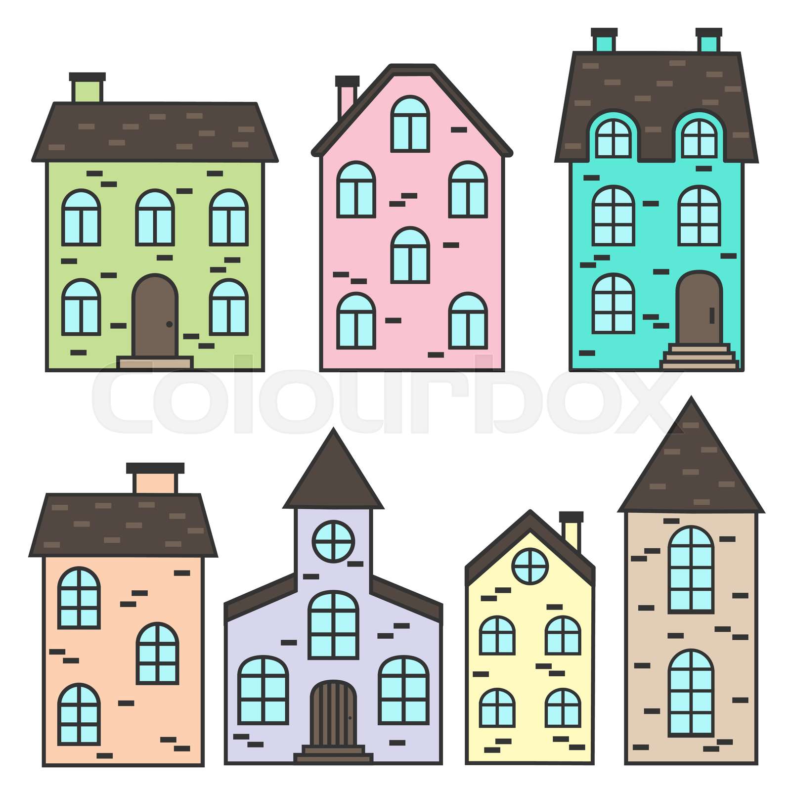 Colorful houses set | Stock vector | Colourbox
