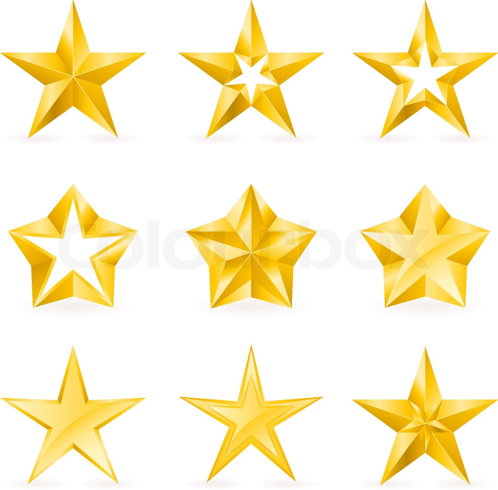Forskellige typer og former for guld stjerner Illustration for design ...